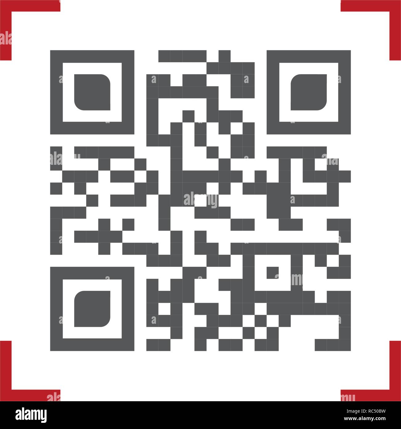 Vector illustration of QR code in red scanning frame. vector ...