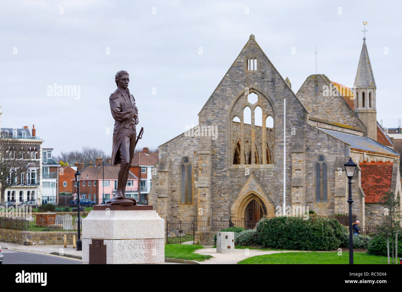 Statue of Admiral Lord Horatio Nelson, hero of Battle of Trafalgar, by ...