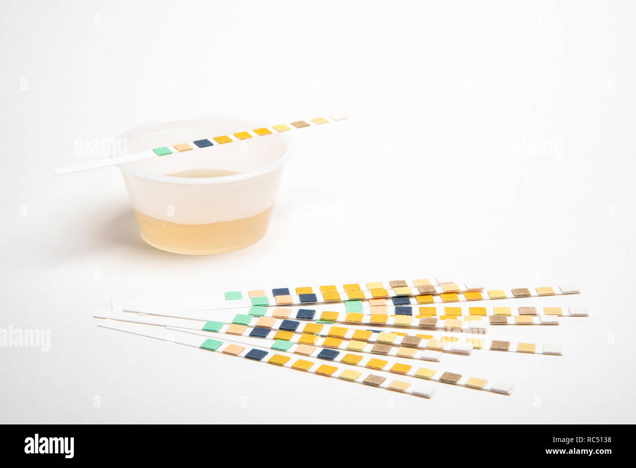 An in-patient setup of urine sample test strip with several reagent ...