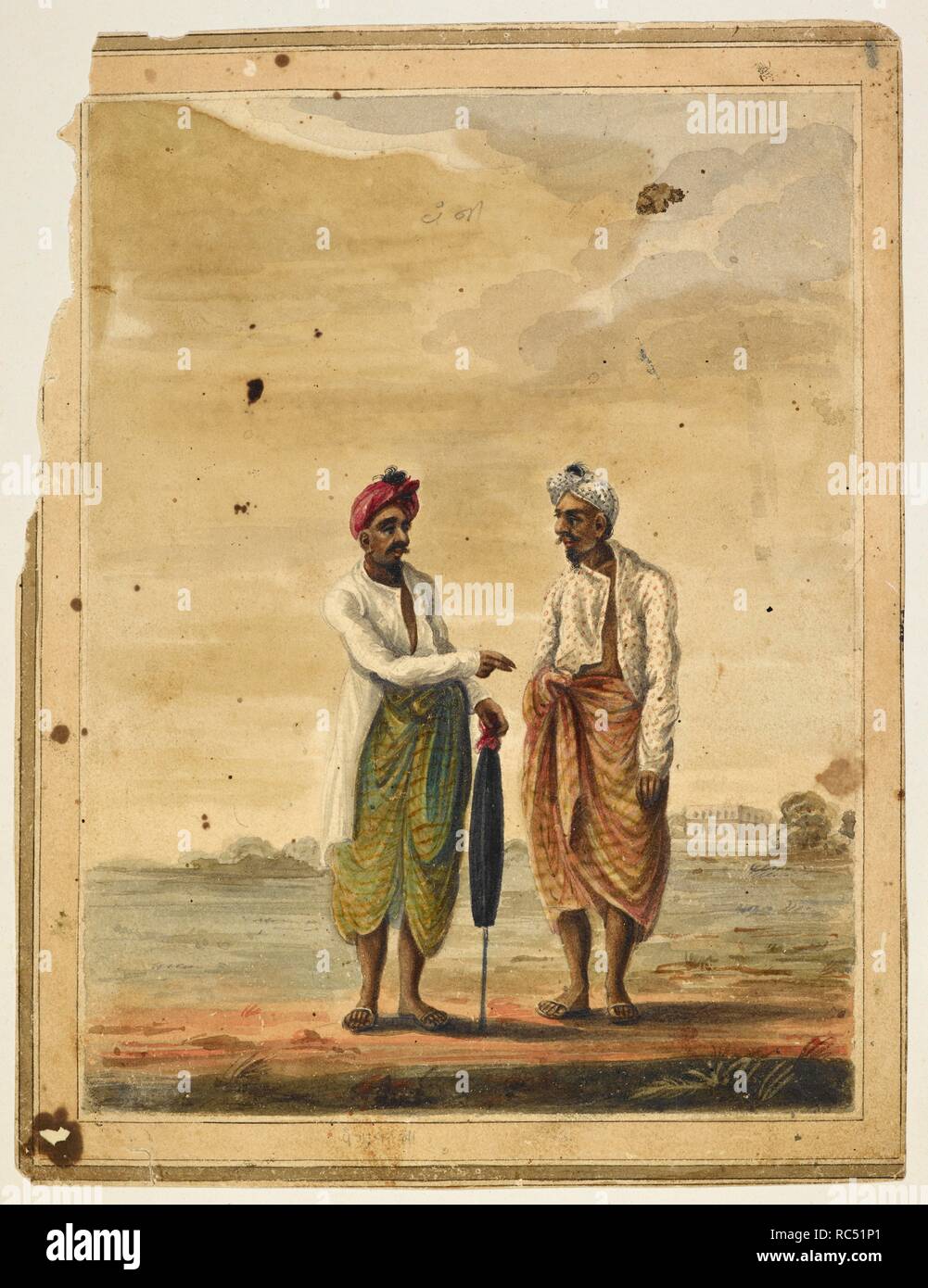 Two merchants (?) talking together. c.1804. Watercolour. 9 by 7 ins ...