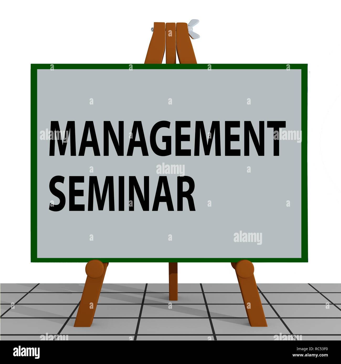 3D illustration of MANAGEMENT SEMINAR title on a tripod display board ...