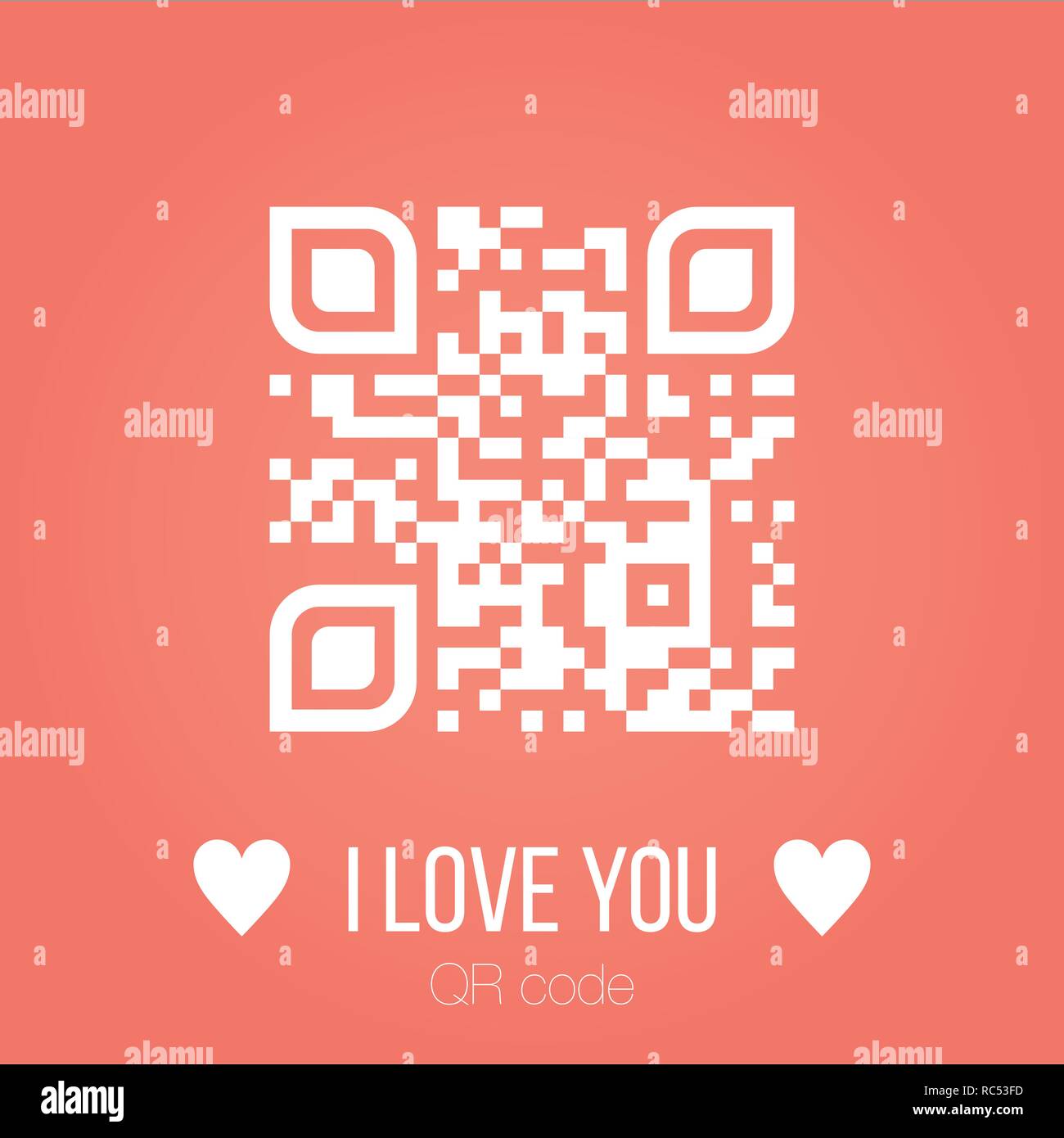 Vector illustration of I LOVE YOU QR code on pink background. Can be ...
