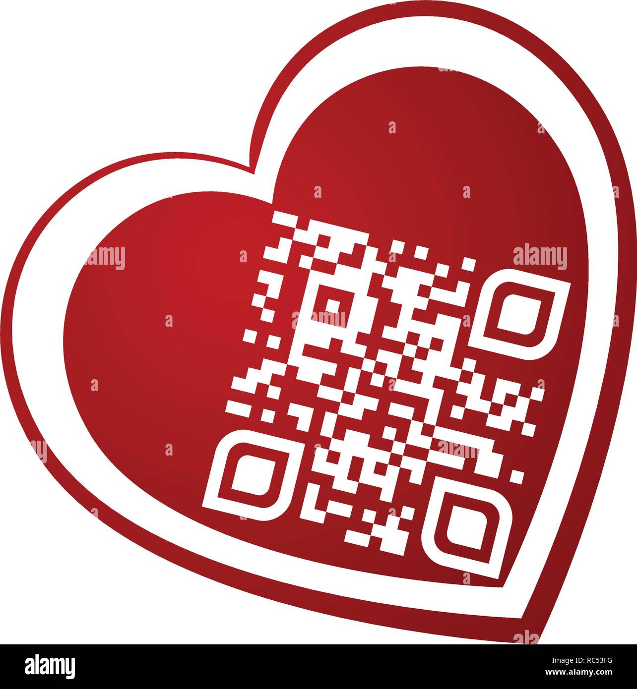 Vector illustration of I LOVE YOU QR code in red heart on white ...