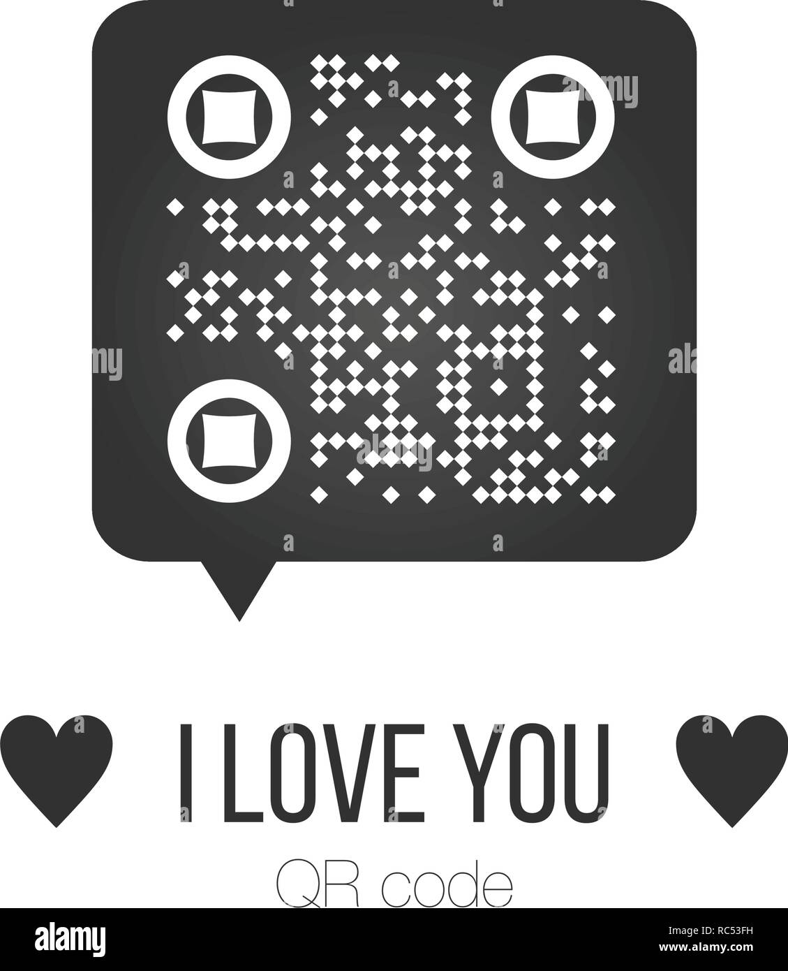 Vector illustration of chat bubble with QR code and scan me sign ...