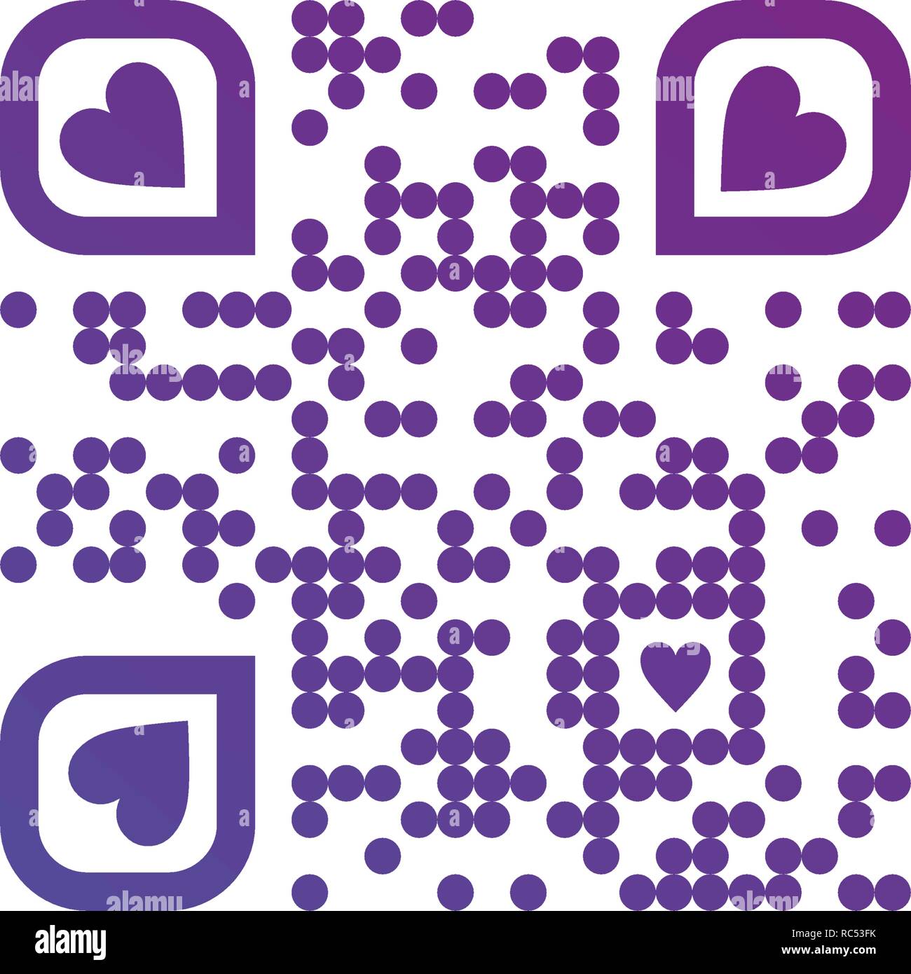 Vector illustration of I LOVE YOU QR code in purple color with hearts ...