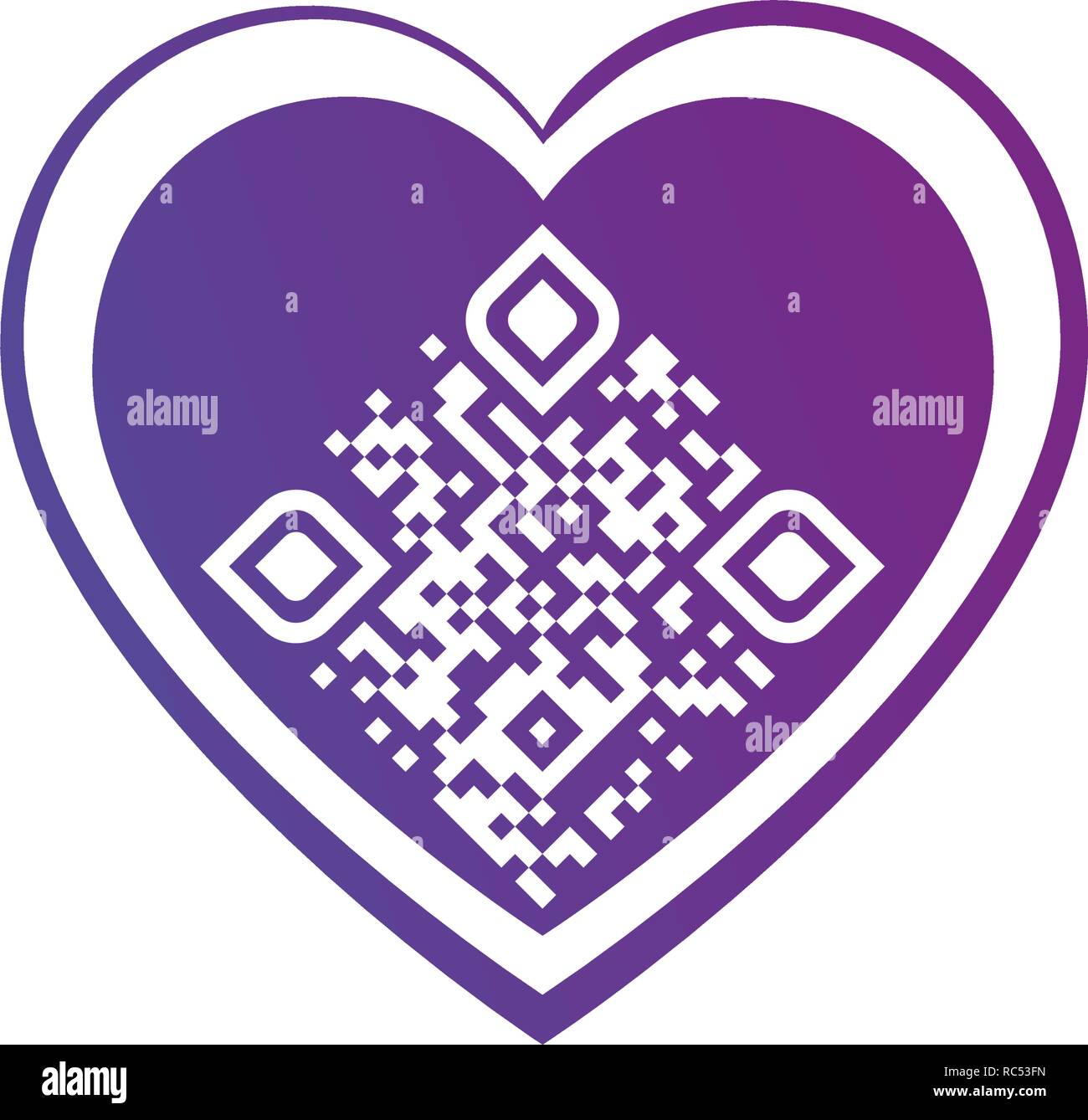 Vector illustration of I LOVE YOU QR code in purple heart on white ...