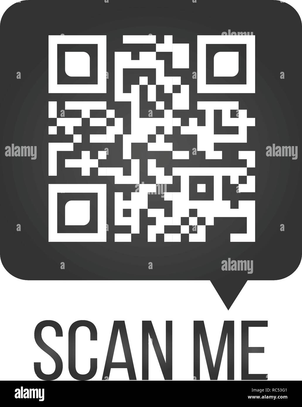 QR code in speech bubble, scan me concept, vector icon or symbol isolated on white Stock Vector ...