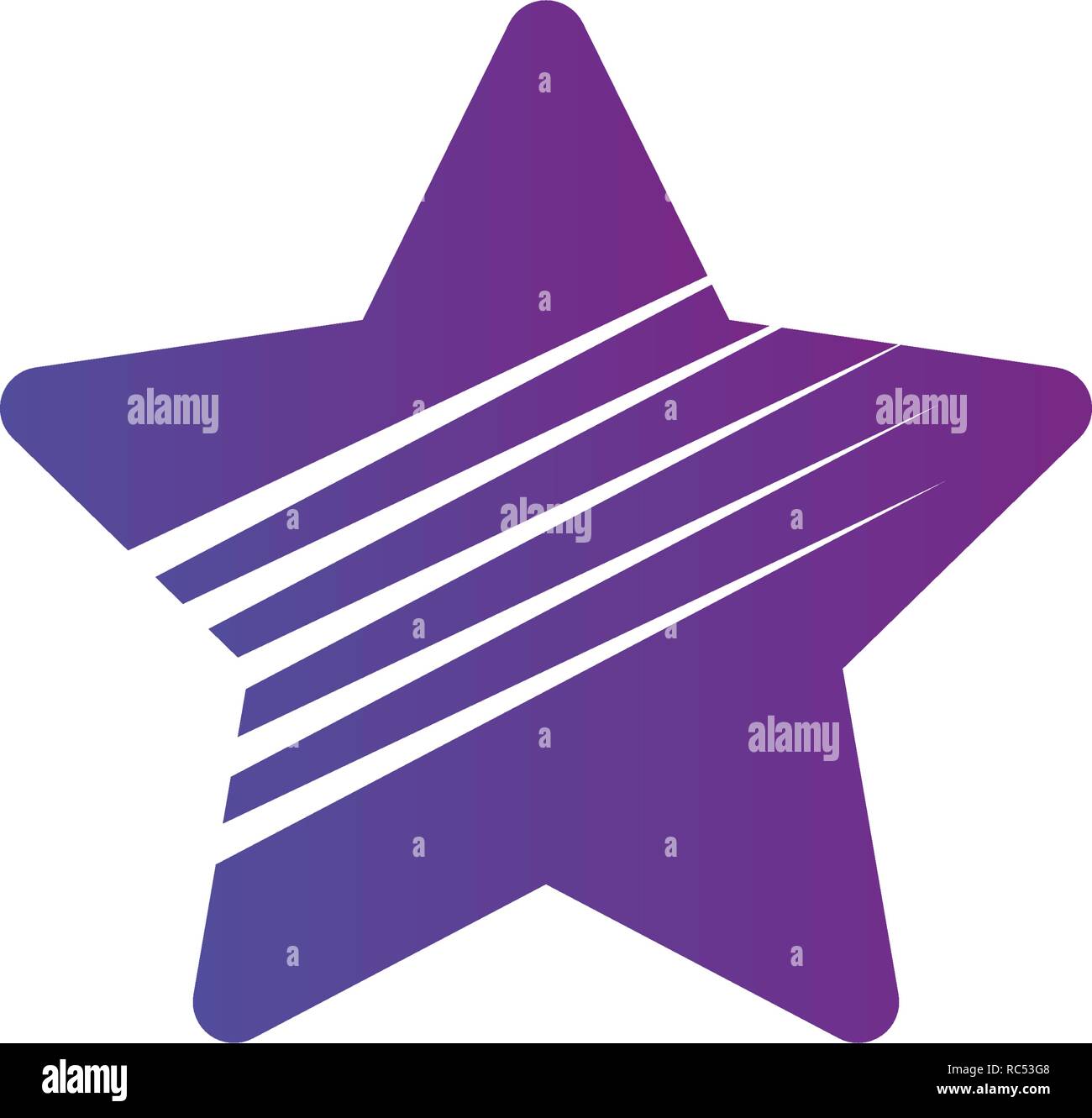 Simple Flat Star Logo with Lines. Vector illustration isolated on white ...