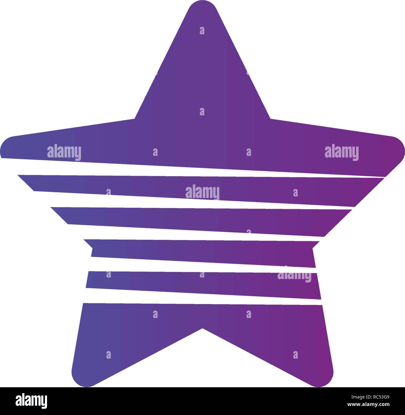 Simple Flat Star Logo with Lines. Vector illustration isolated on white ...