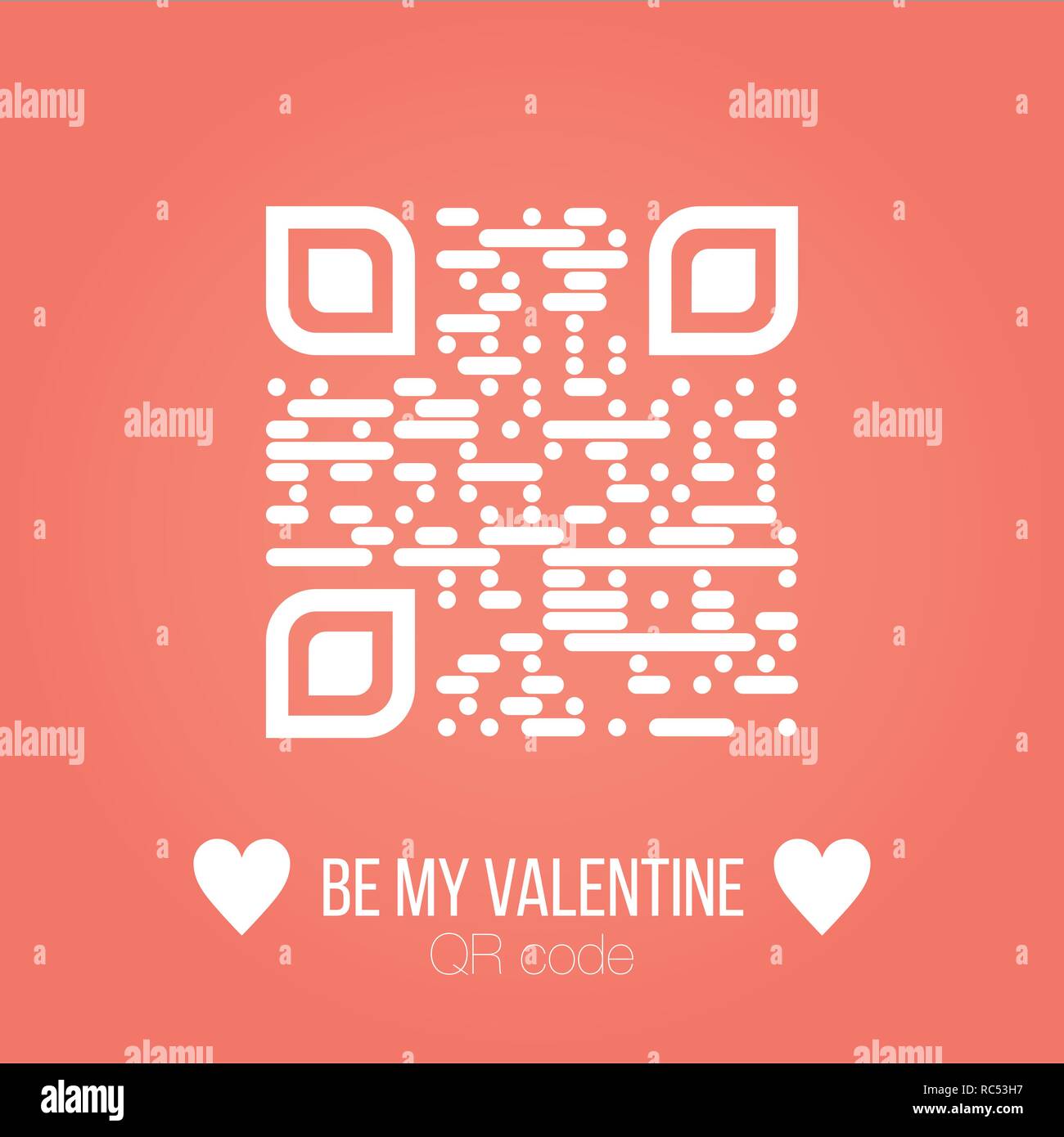 Vector illustration of BE MY VALENTINE text QR code on pink background ...