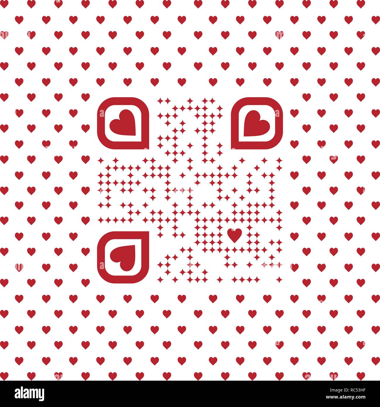 Vector illustration of BE MY VALENTINE text QR code with hearts ...
