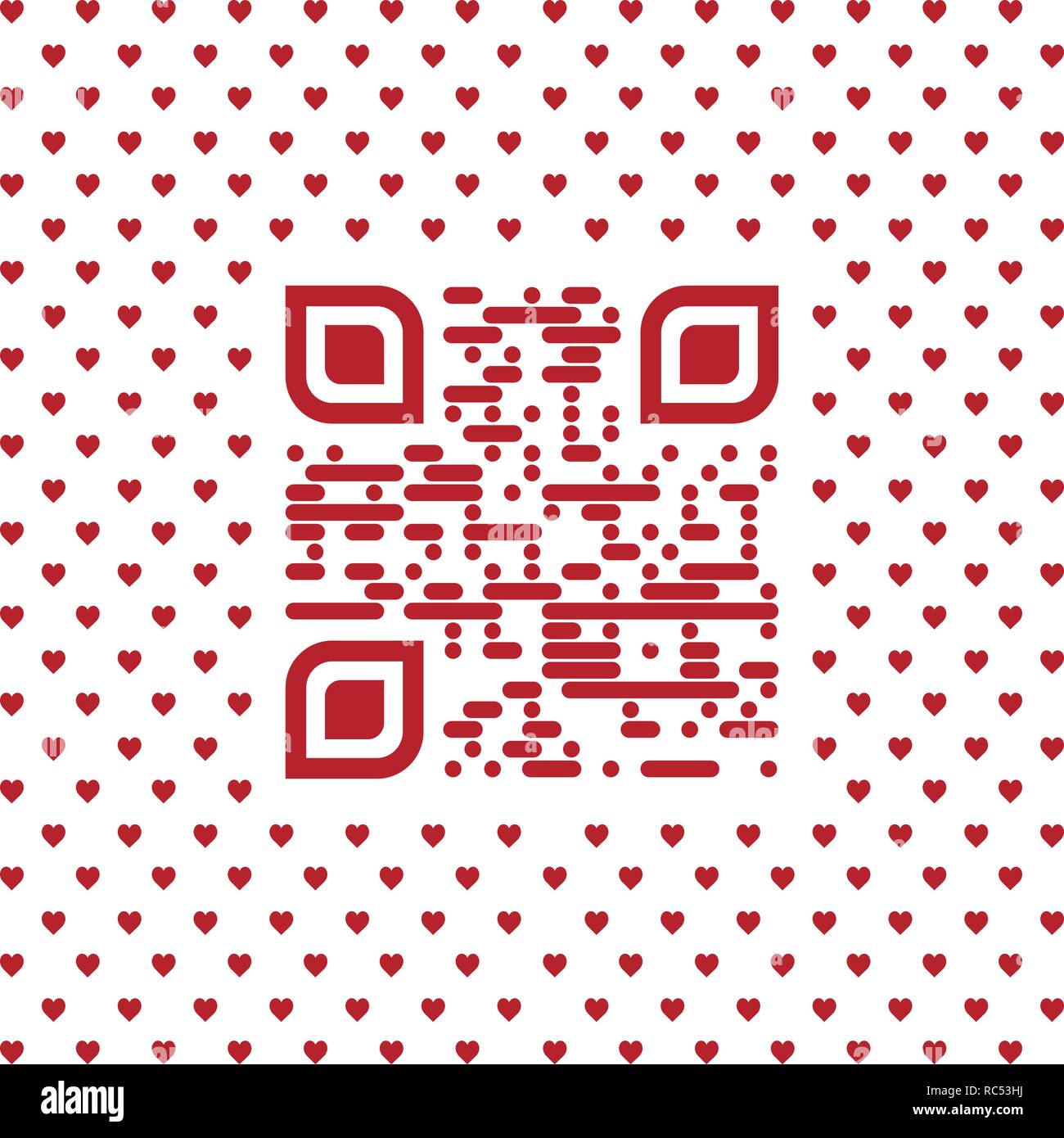 Vector illustration of BE MY VALENTINE text QR code with hearts ...