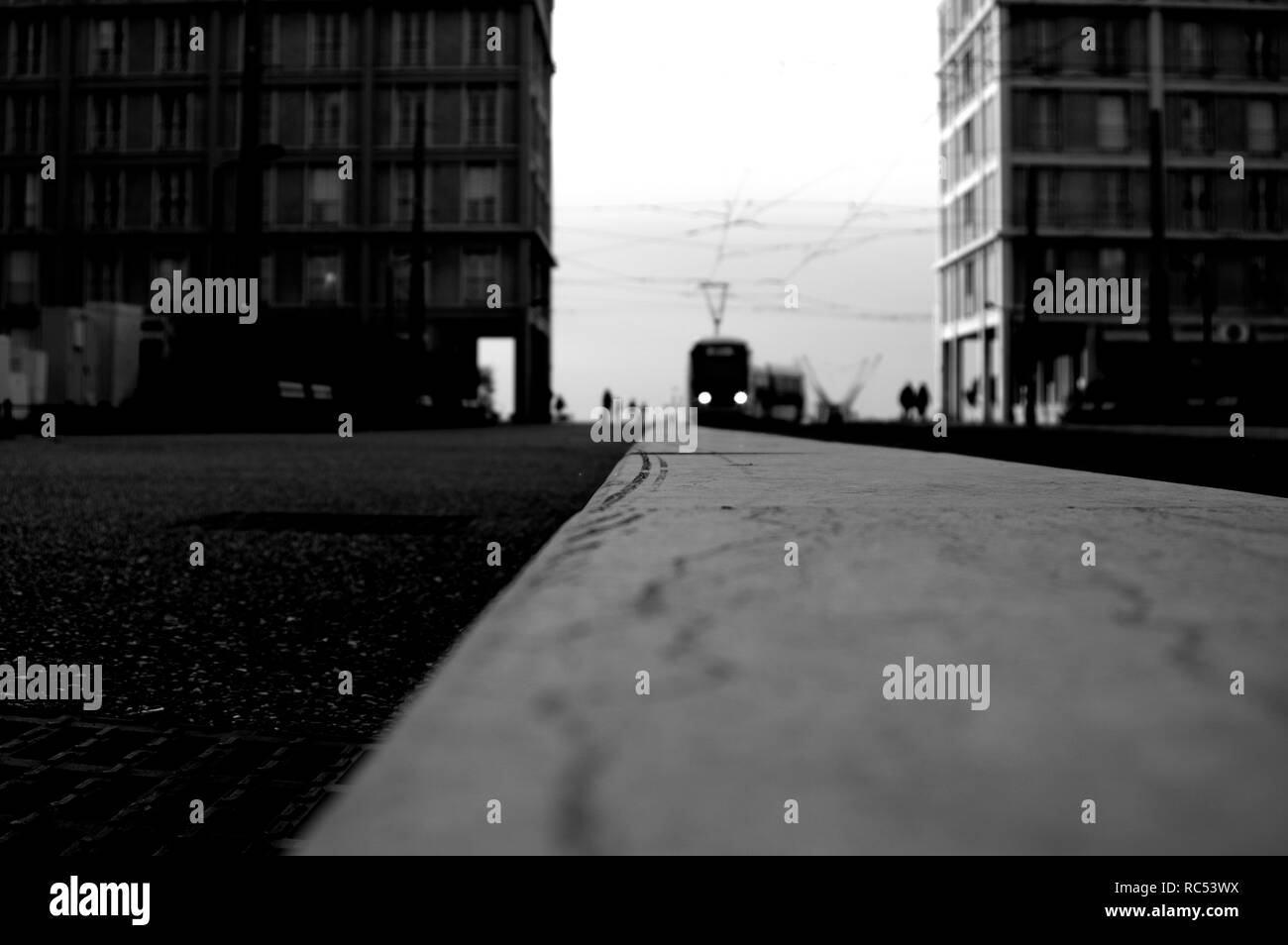 Roadside street view background Black and White Stock Photos & Images ...