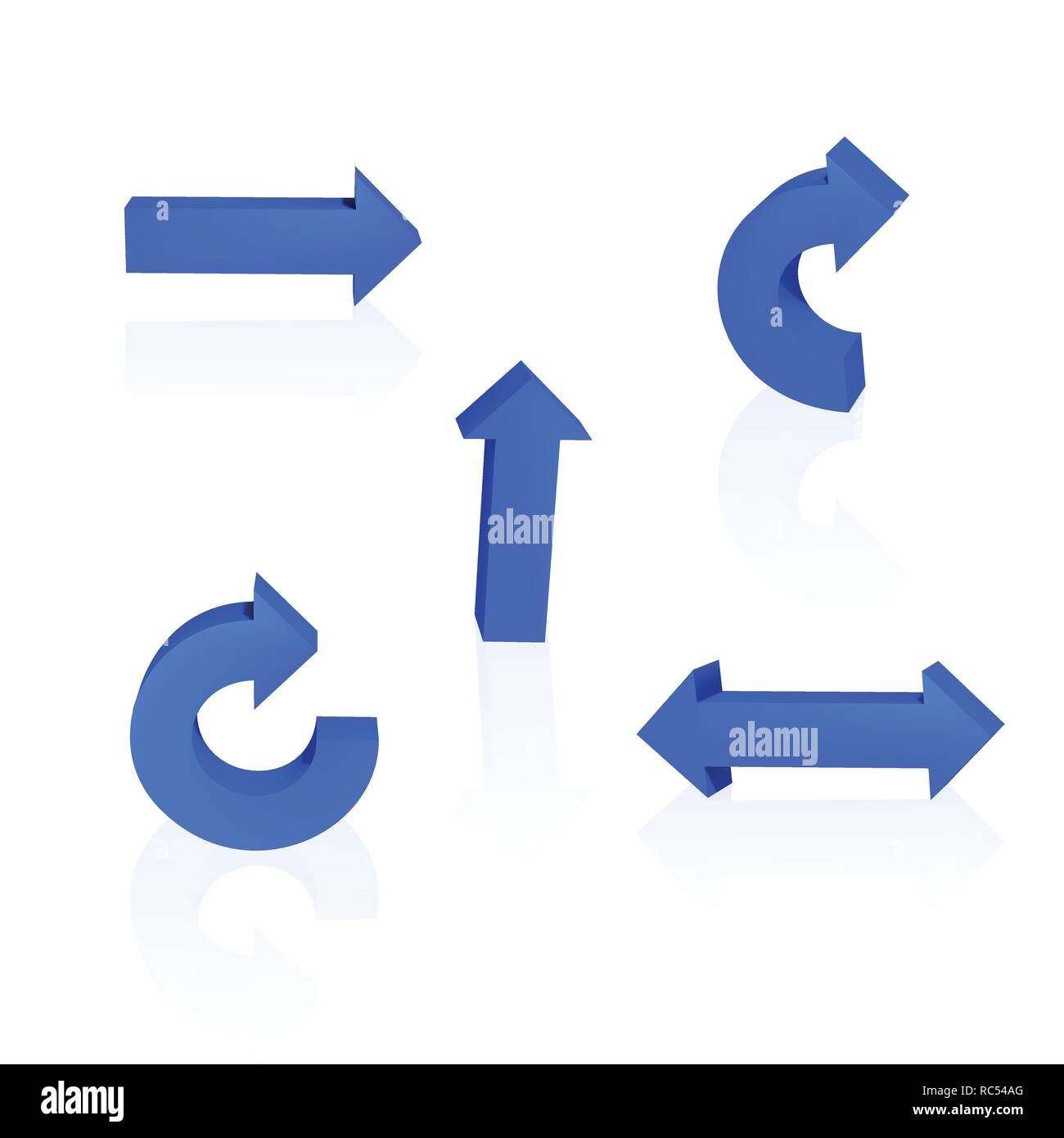 Set of arrows. Threedimensional. Blue color Vector illustration Stock ...