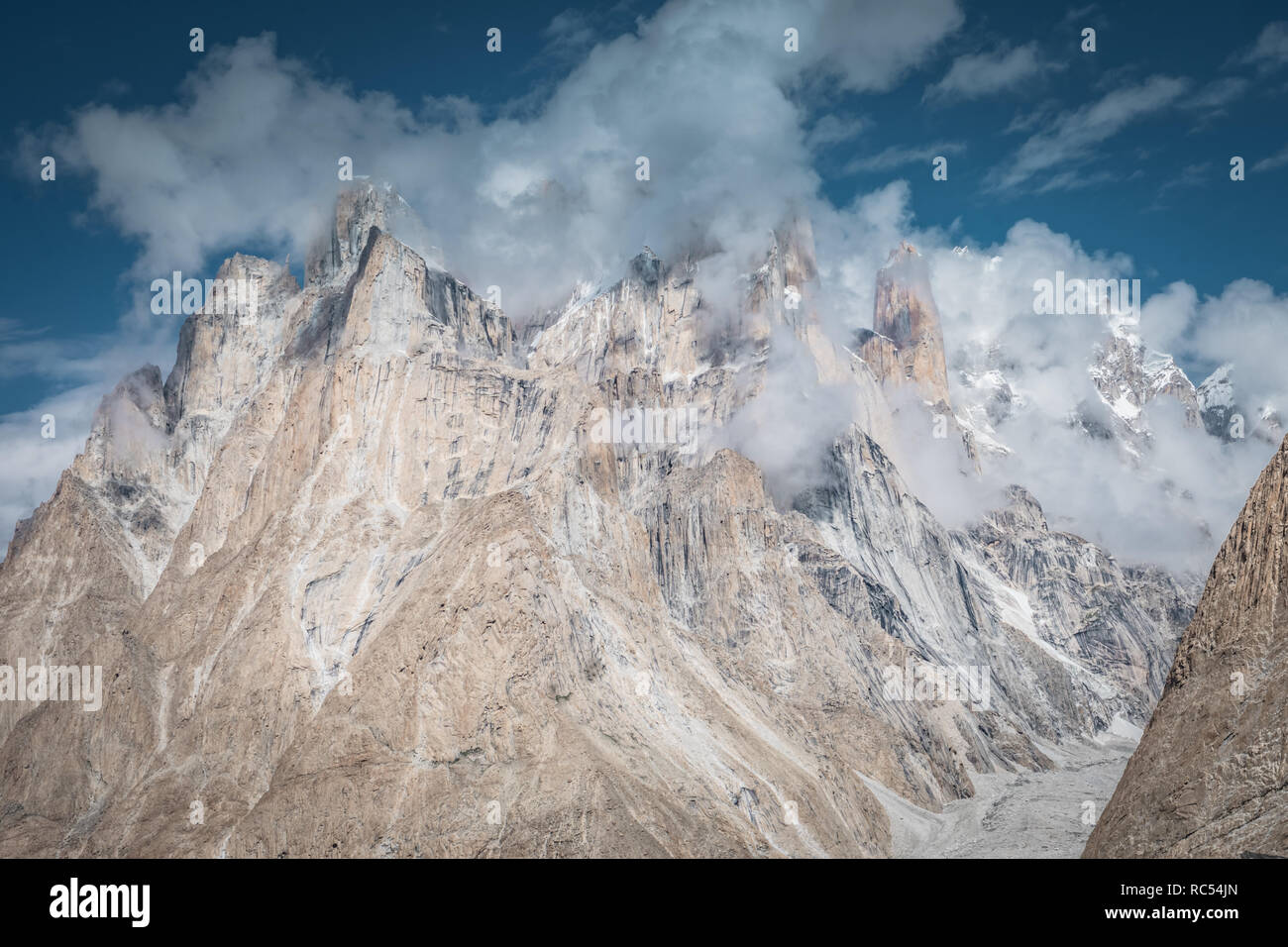 Beautiful peaks of Trango Towers in Karakoram Mountain Range in ...