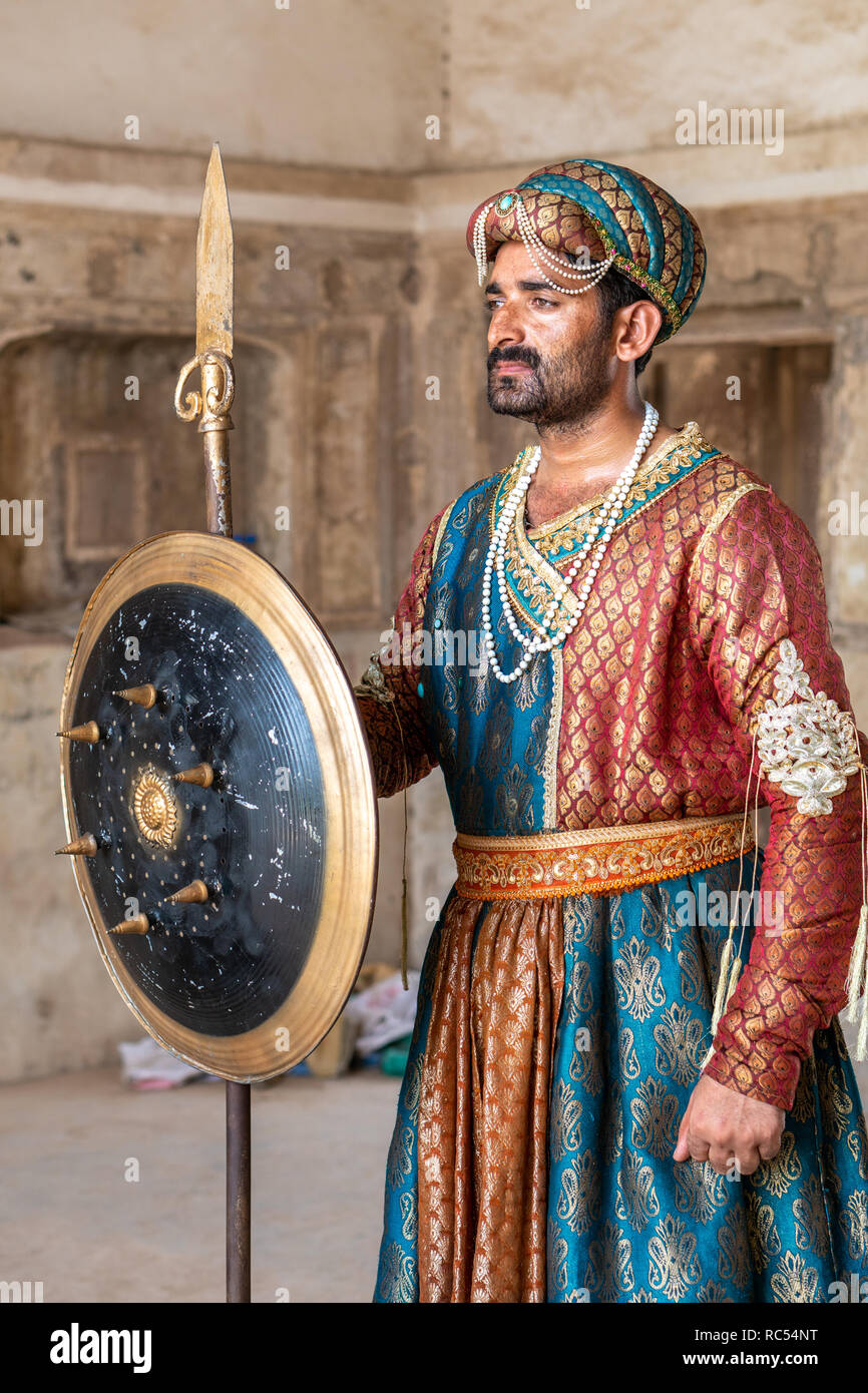 Lahore, Pakistan - August 5, 2018: Guard in historical costume in ... Lahore, Pakistan - August 5, 2018: Guard in historical costume in ...