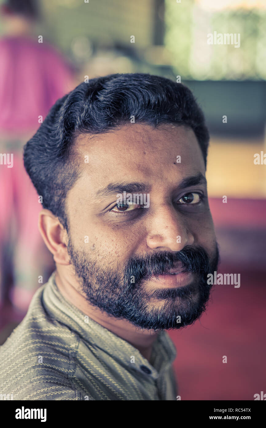 Karnataka, India - August 17, 2018: Portrait of native man in Karnataka ...
