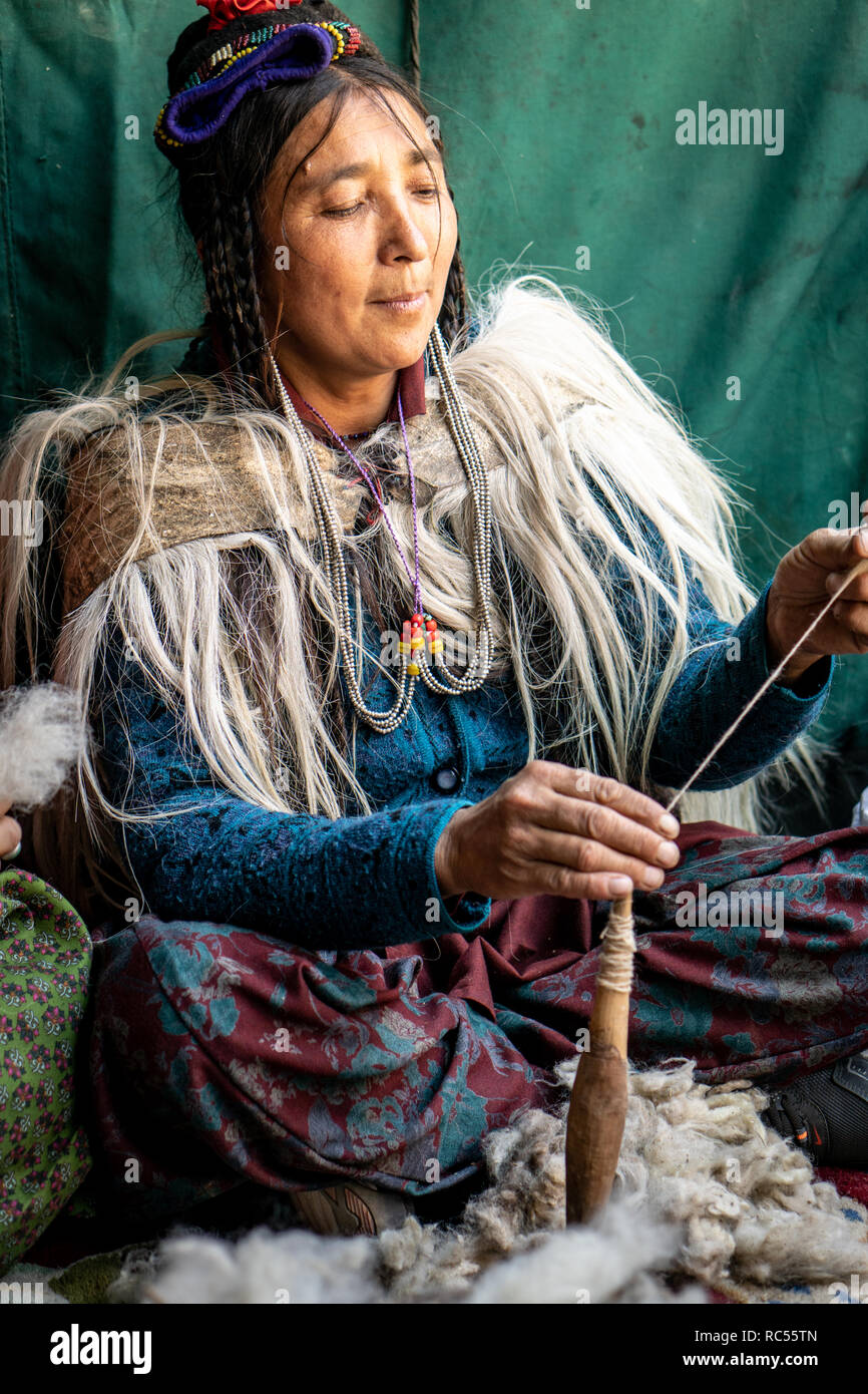 Ladakh, India - August 29, 2018: Portrait of an indigenous woman ...