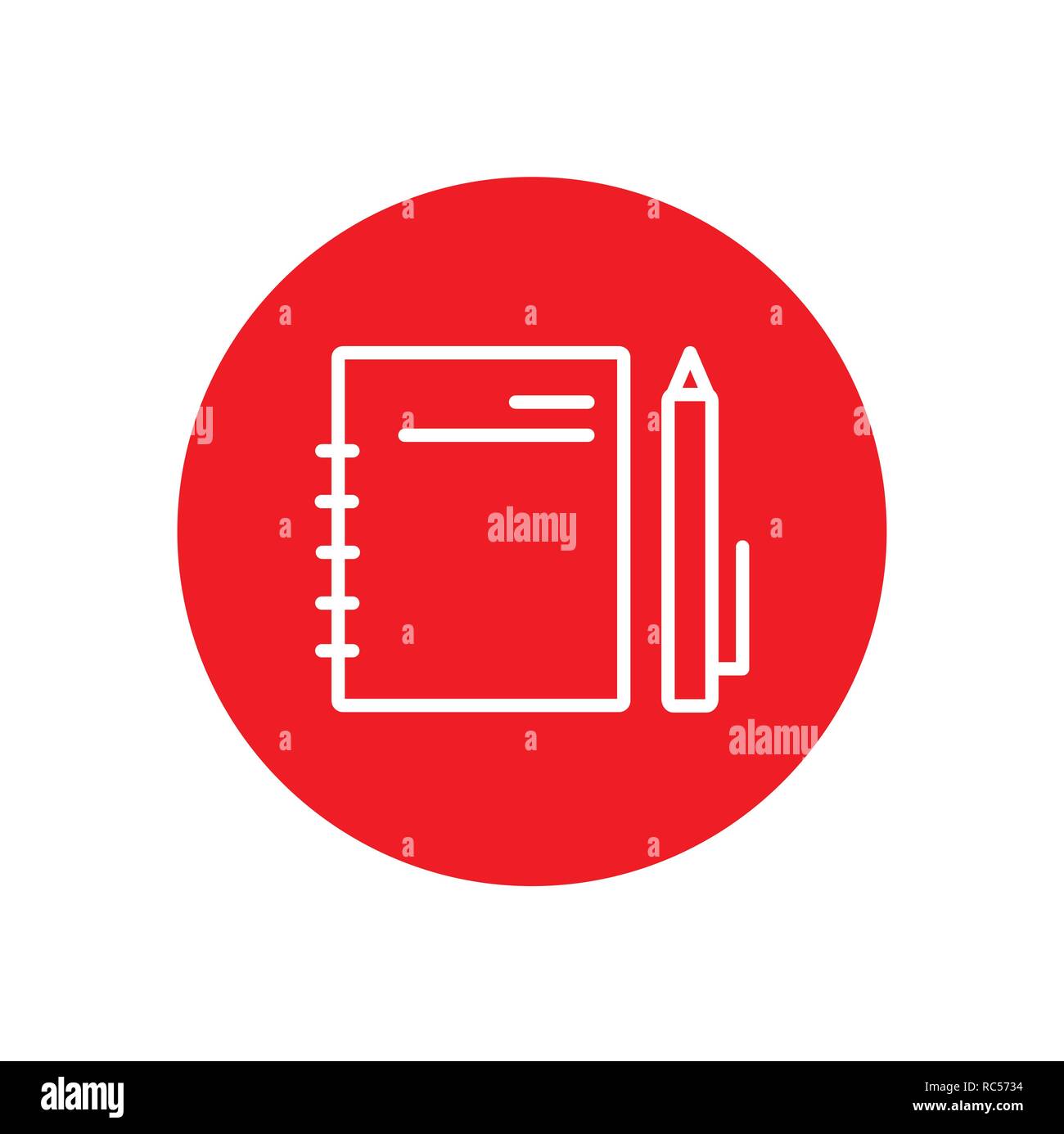 Notebook and Pen Office Outline Red Vector Icon Illustration Graphic ...