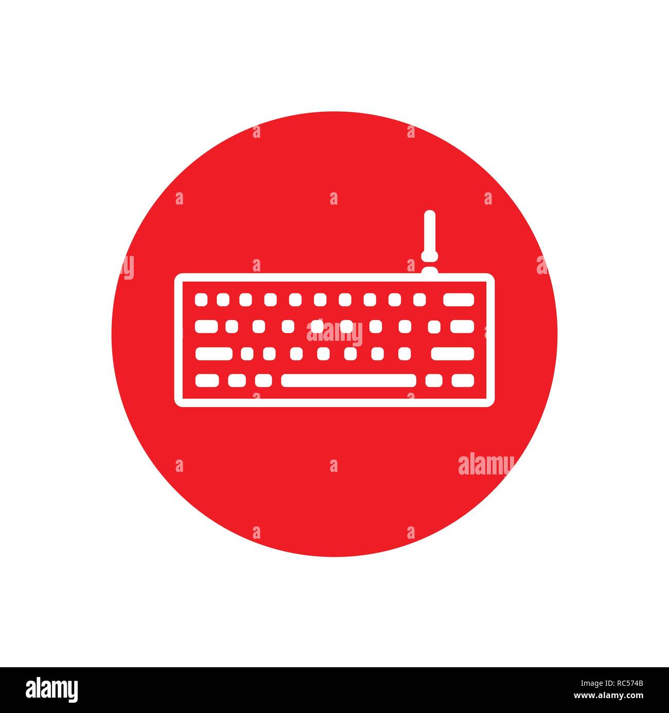 Desktop Keyboard Office Outline Red Vector Icon Illustration Graphic ...