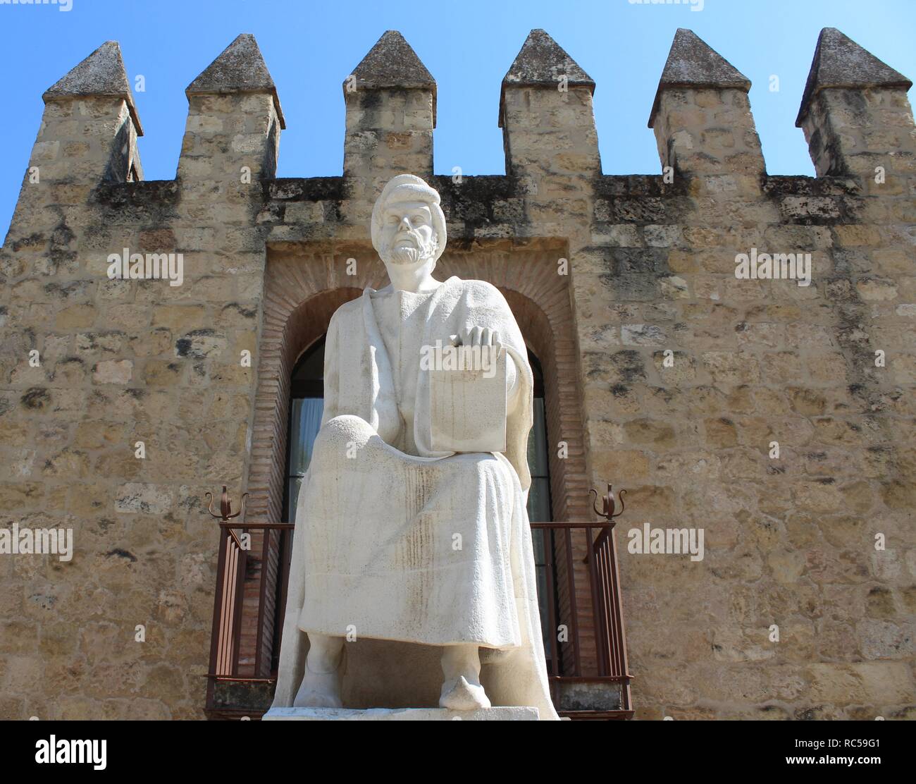 A statue of the Rambam, Maimonides, in Cordoba, his birthplace, next to ...