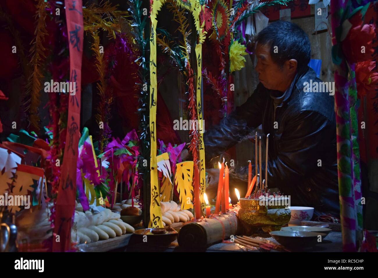 GUIZHOU PROVINCE, CHINA – CIRCA DECEMBER 2018: A man standing in front ...