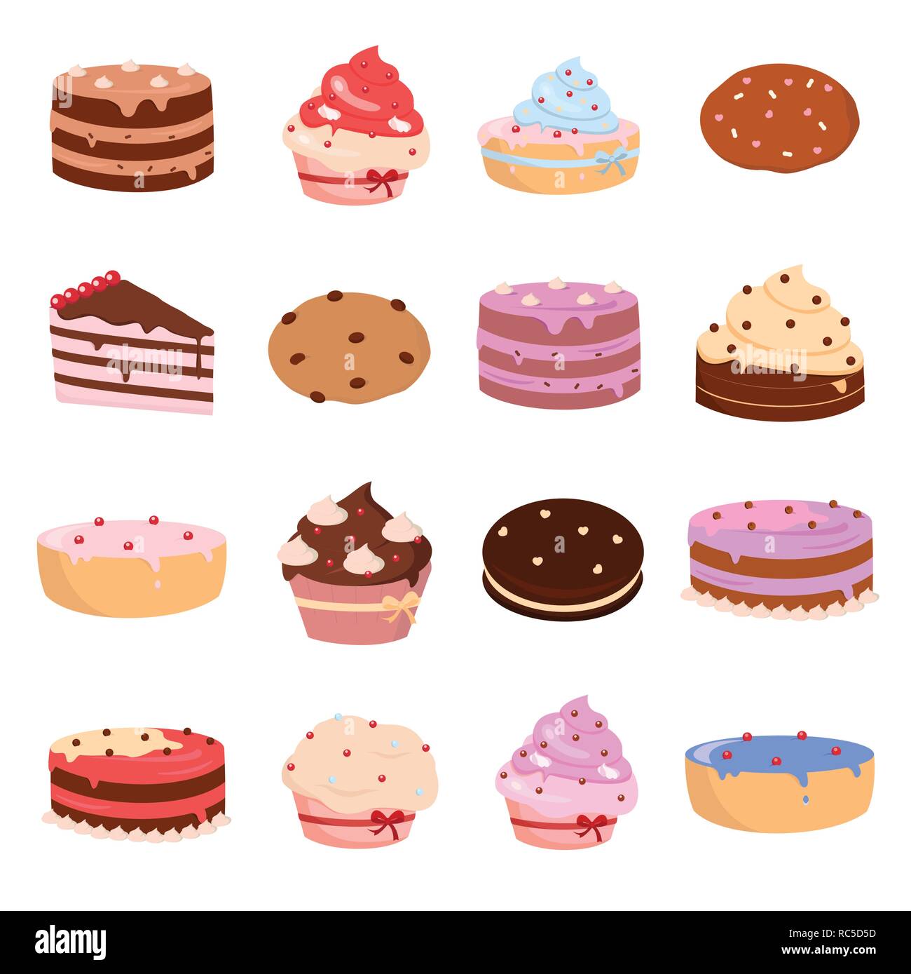 Cakes and bakery icons set on white background for graphic and web ...