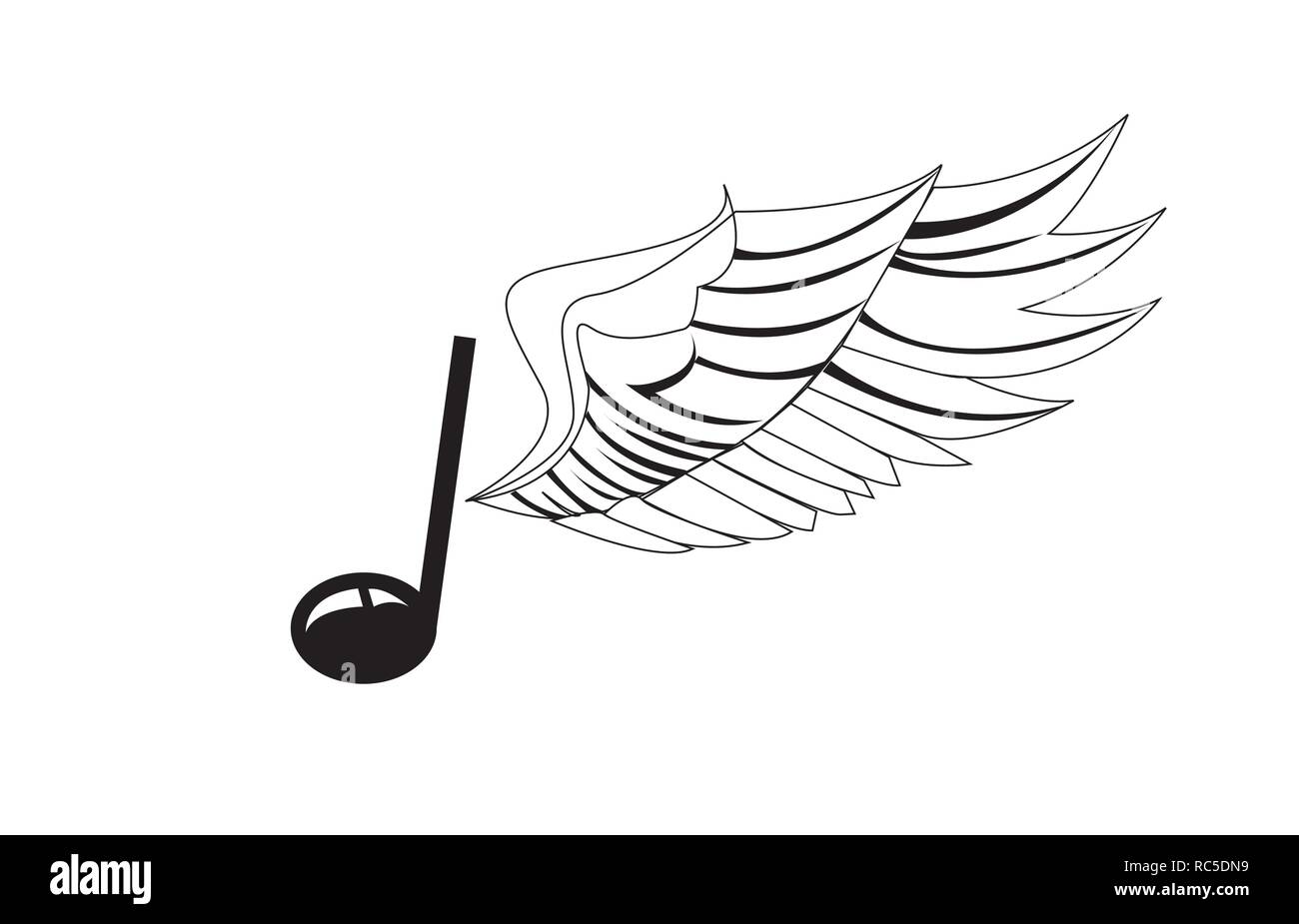 Musical note with wing. Vector illustration Stock Vector Image & Art ...