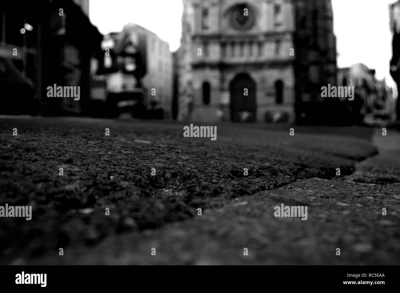 Roadside street view background Black and White Stock Photos & Images ...