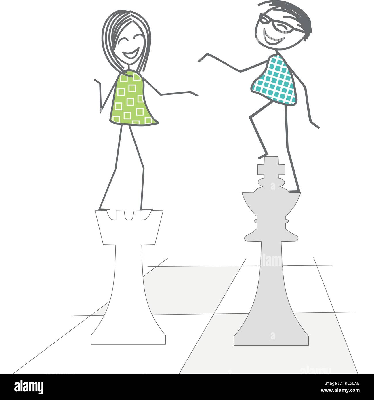 Two chess pieces Stock Vector Images - Alamy