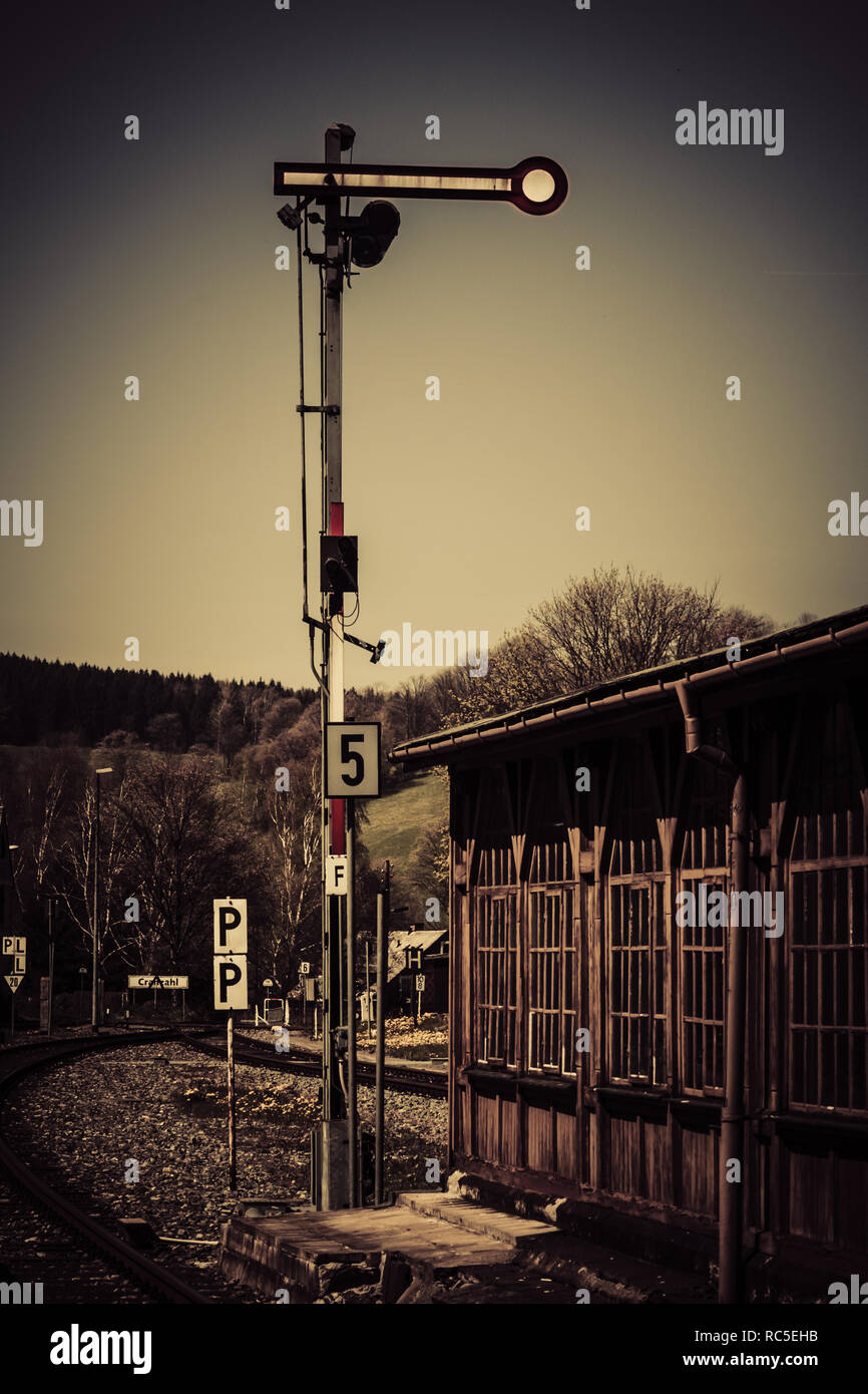 Signal of the railway Stock Photo - Alamy