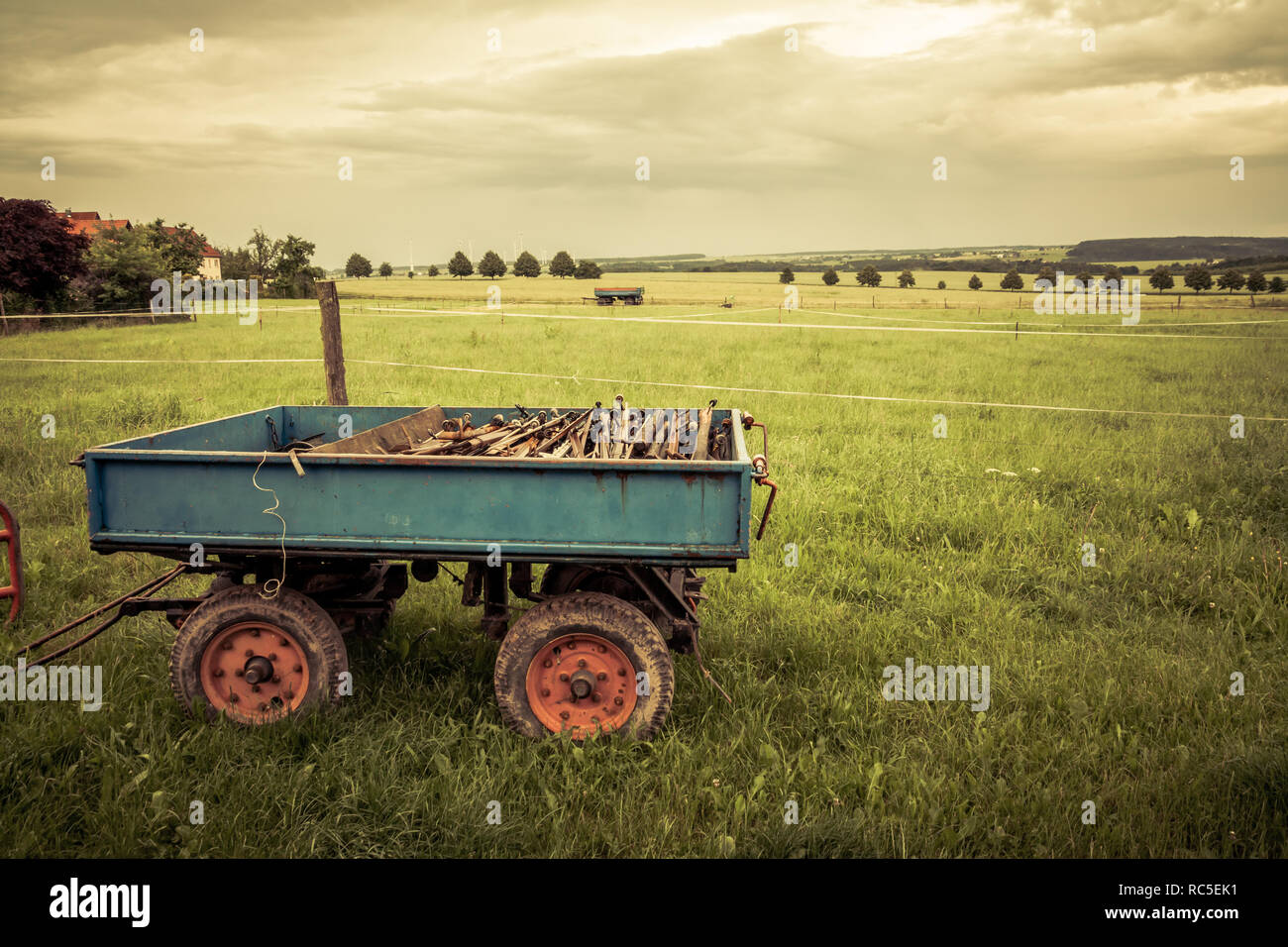 Old farm trailer Stock Photo - Alamy
