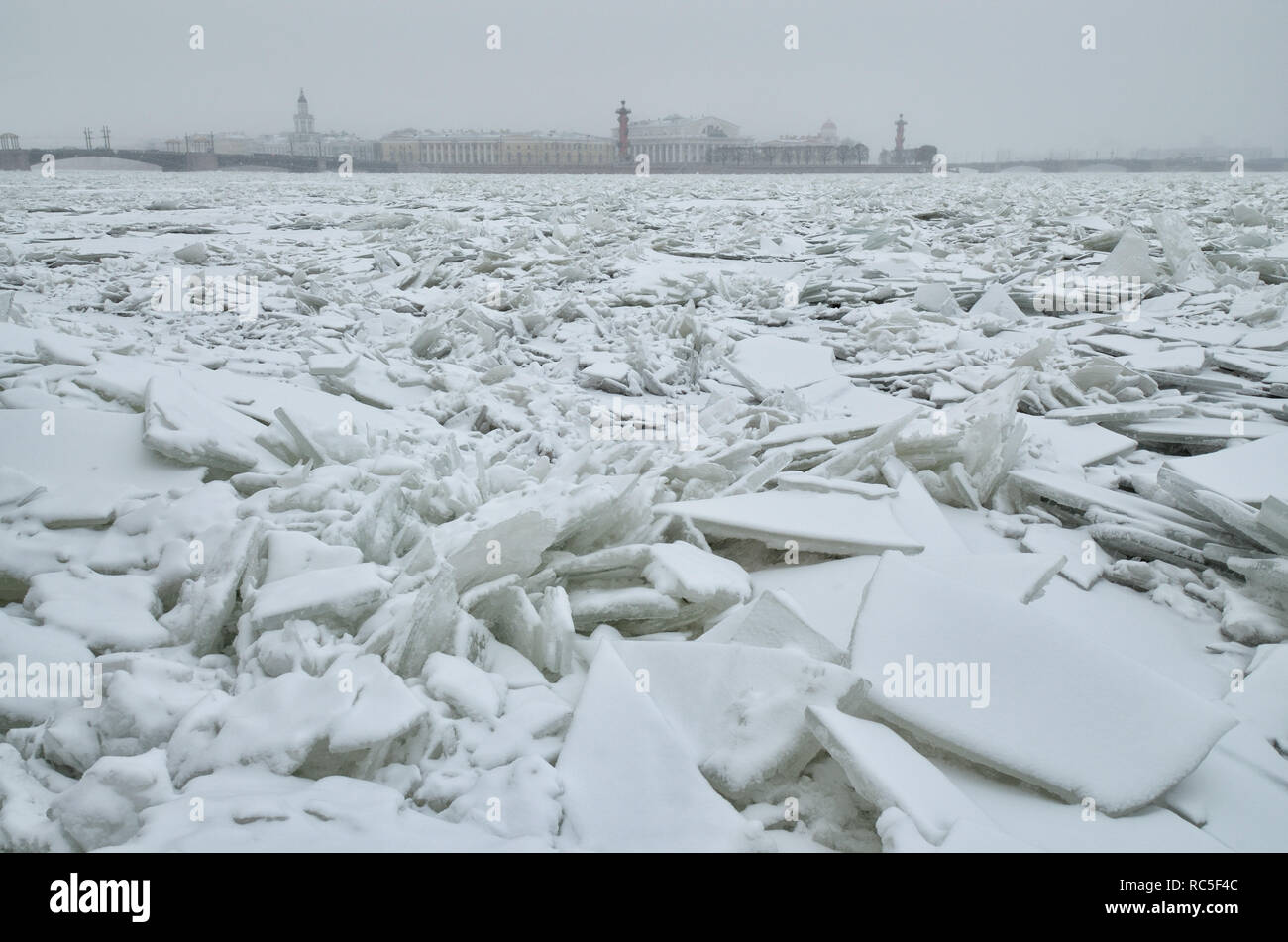 Is the cold winter.The water in the river froze.Icebreaker breaks the ...