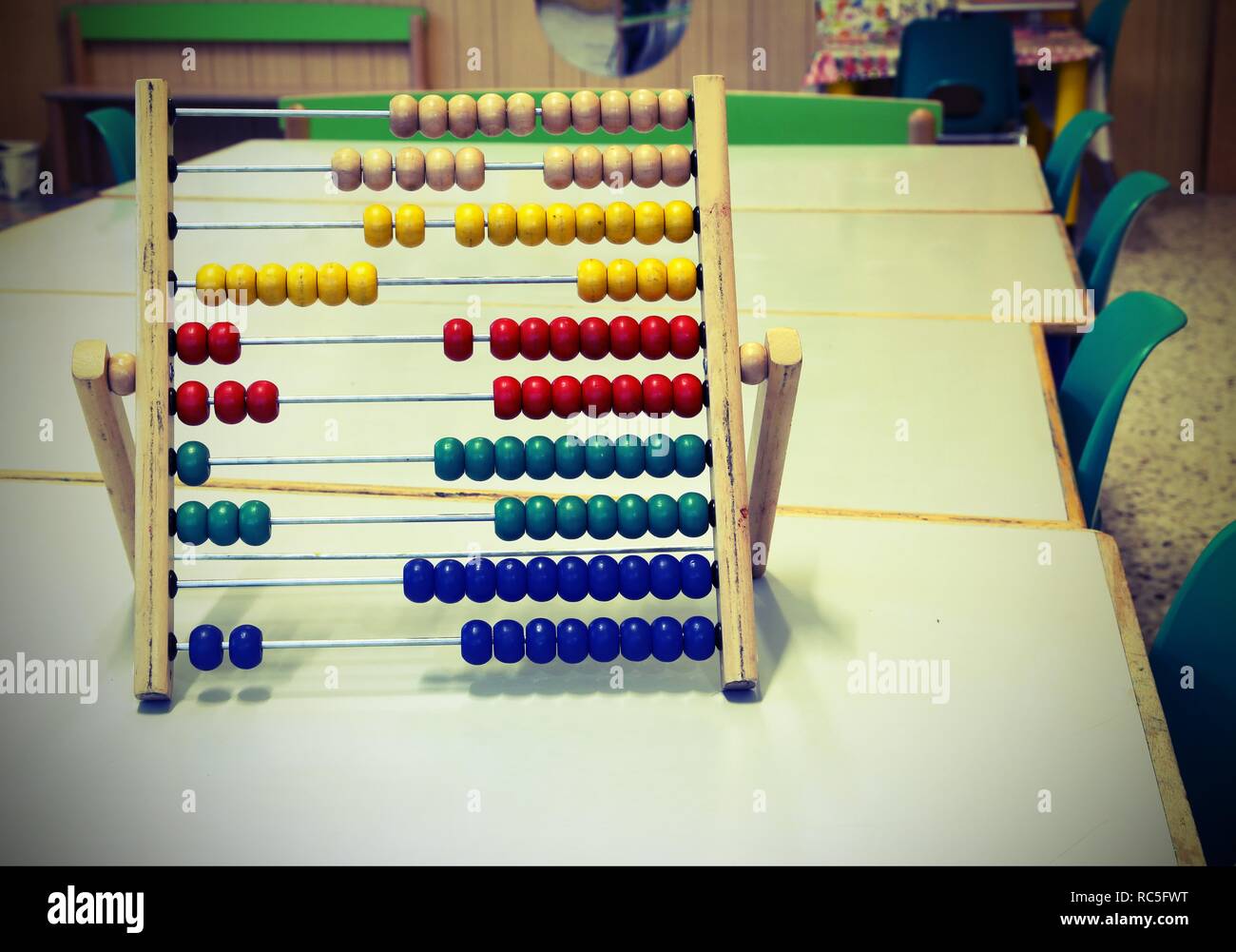 wooden abacus inside the schoolroom with an antique effect Stock Photo ...