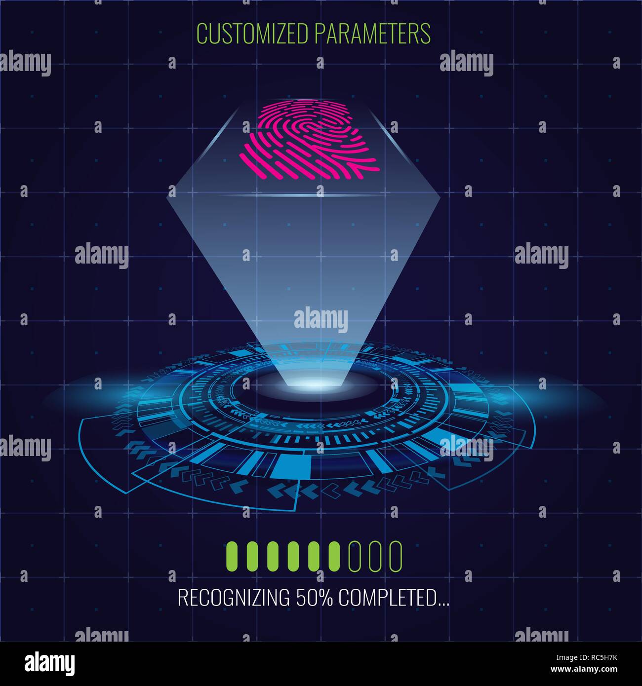 Digital fingerprint identification system with lighting and circle hud ...