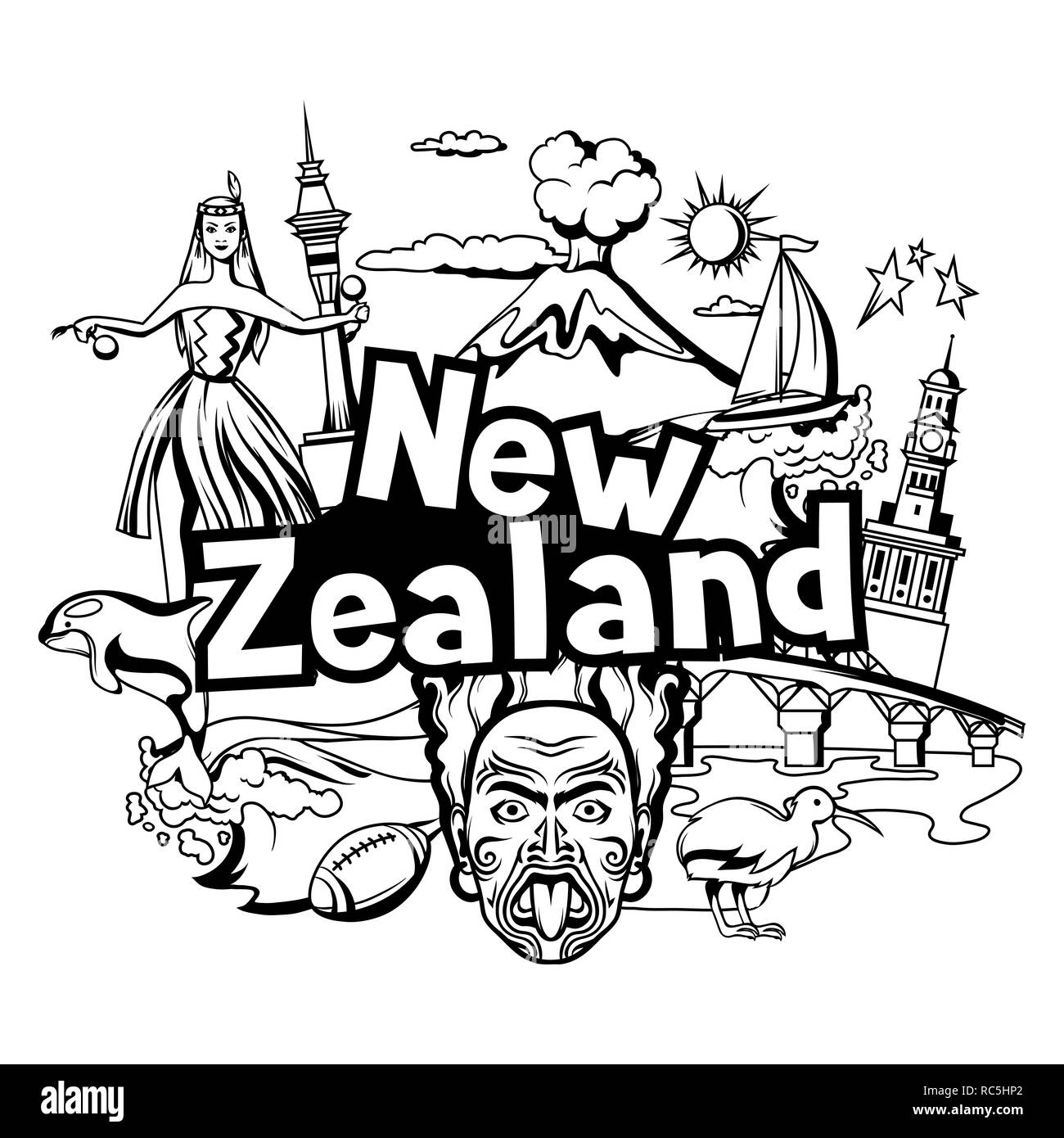 New Zealand print design Stock Vector Image & Art - Alamy