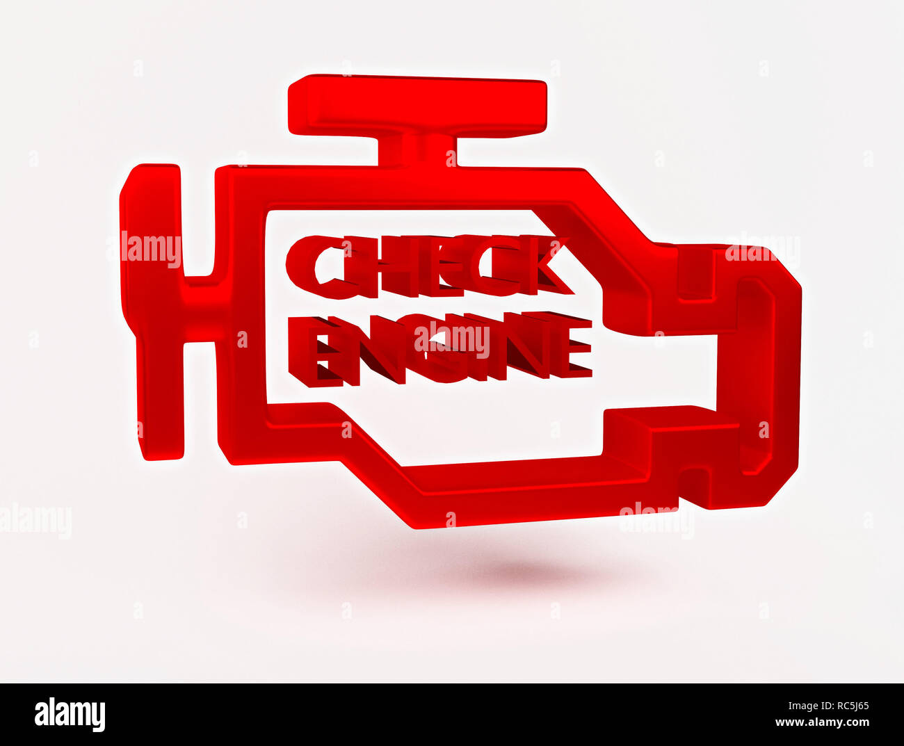 3D rendering. Malfunction or check engine car light symbol, dash board ...