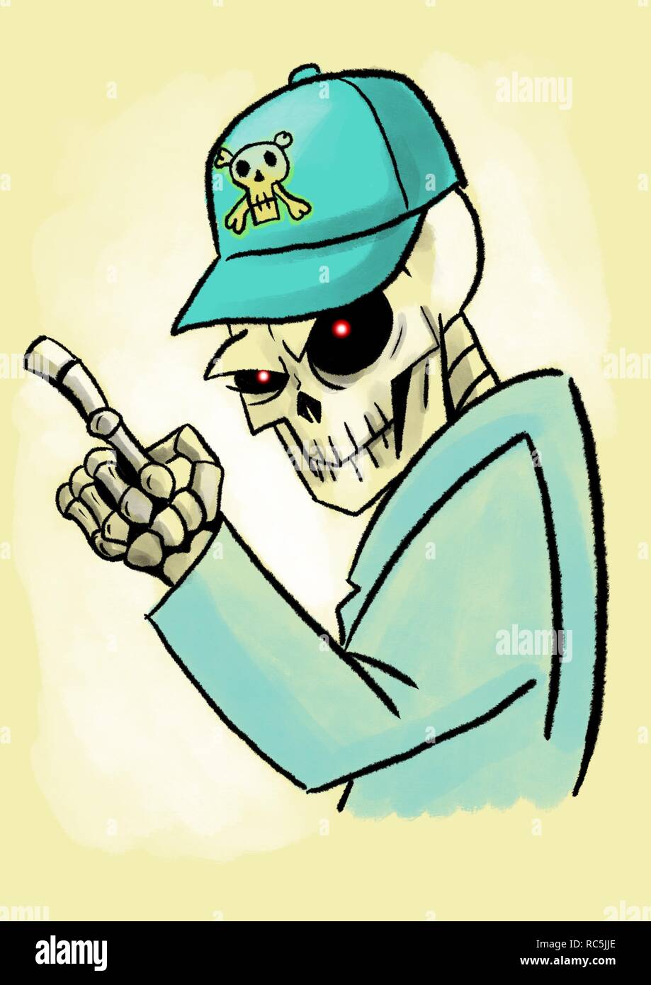 Skeleton mascot character illustration Stock Photo - Alamy