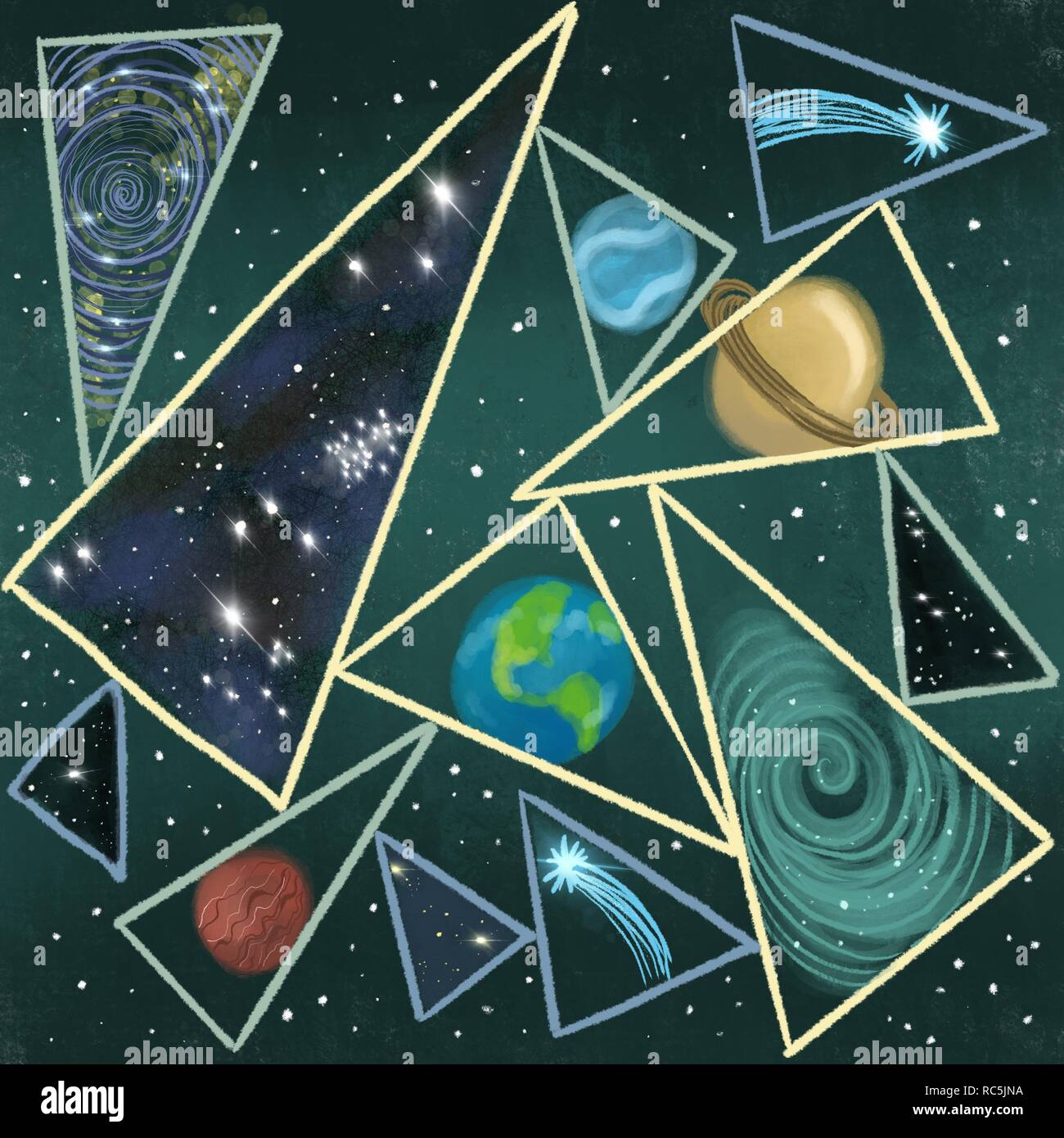 planets and space pattern design Stock Photo - Alamy