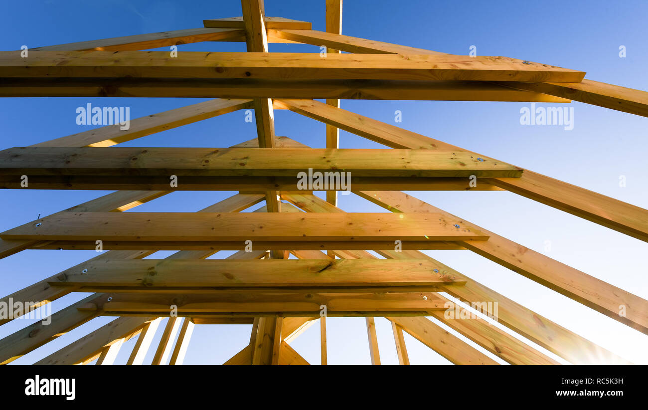 frame house construction. house building. construction industry Stock ...