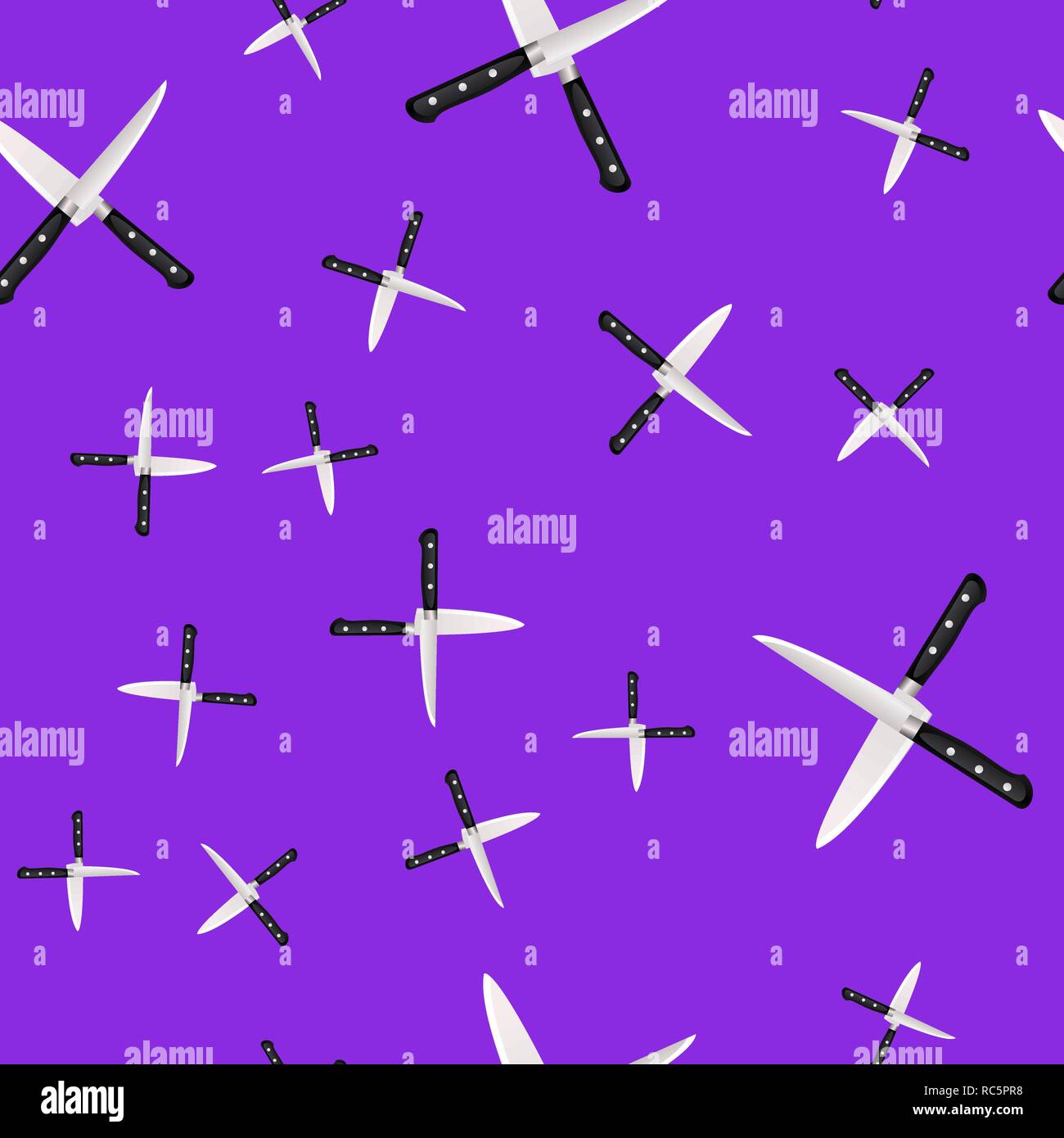 Seamless pattern of kitchen knives on a colored background. Vector ...