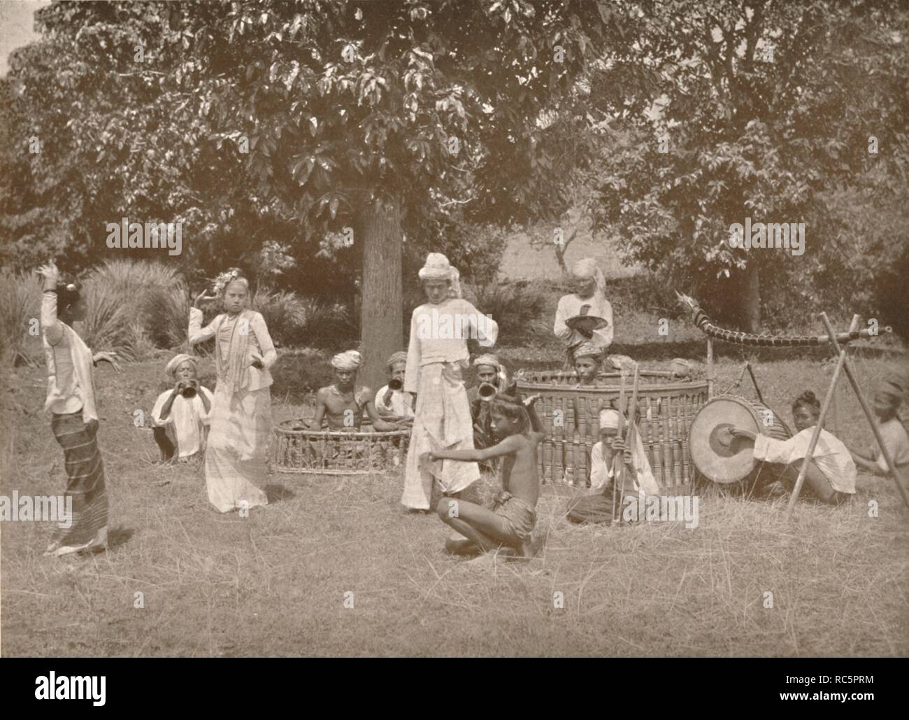'Burmese Musicians and Pwe Dancers', 1900. Creator: Unknown Stock Photo ...