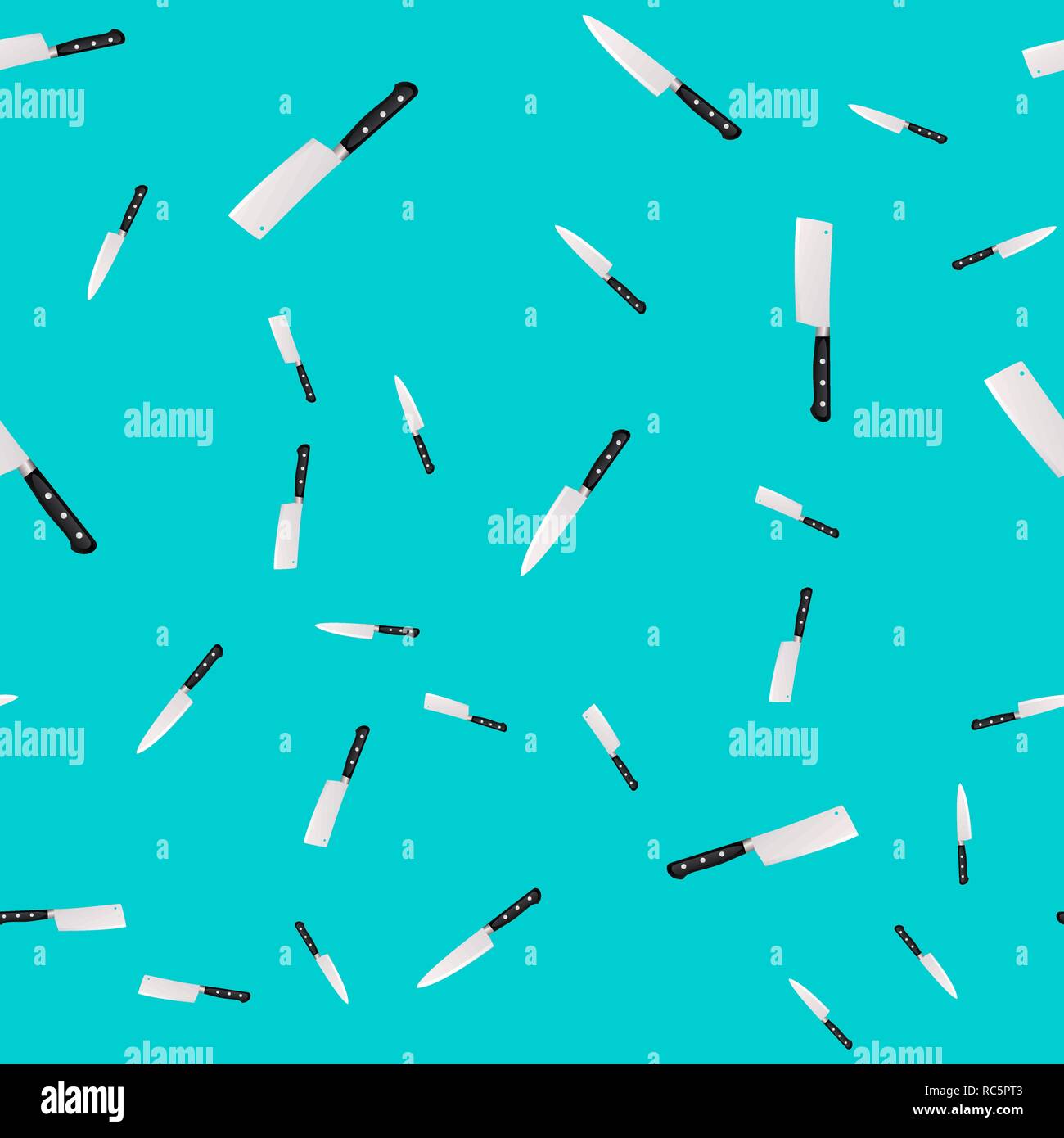 Seamless pattern of kitchen knives on a colored background. Vector ...