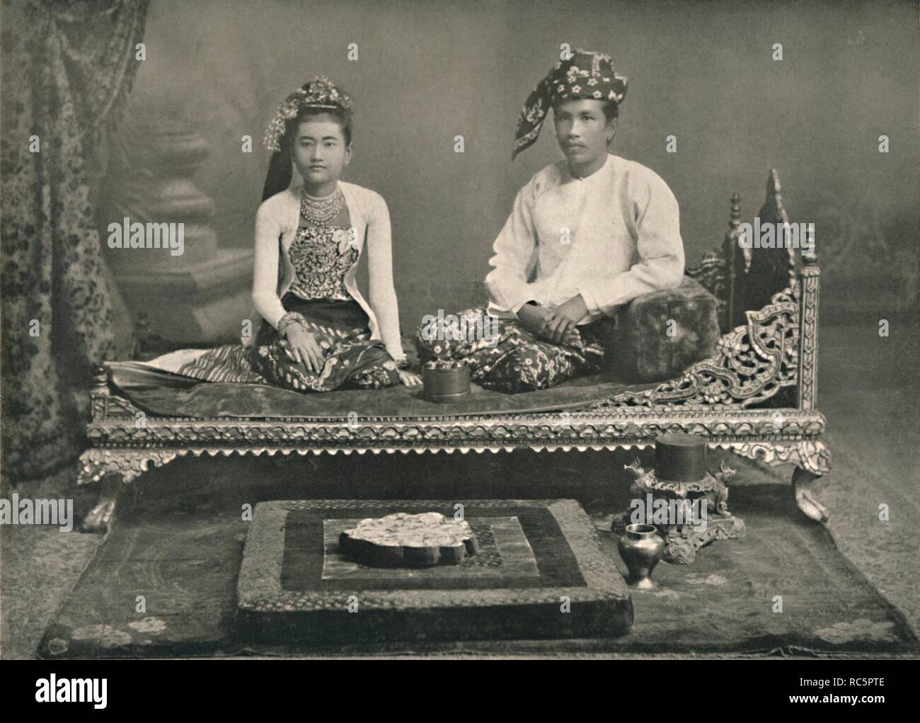 'Burmese Prince and Princess', 1900. Creator: Unknown Stock Photo - Alamy