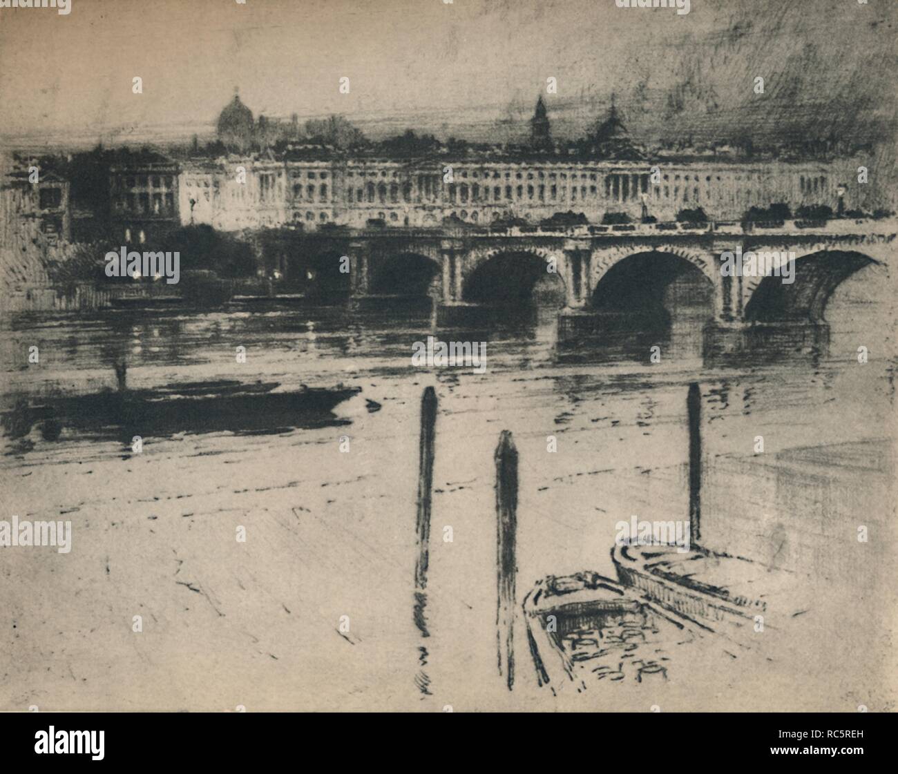 'Waterloo Bridge', 1927. Creator: Percy Robertson Stock Photo - Alamy