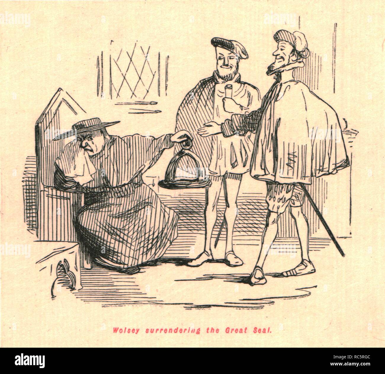 'Wolsey surrendering the Great Seal', 1897. Creator: John Leech Stock ...