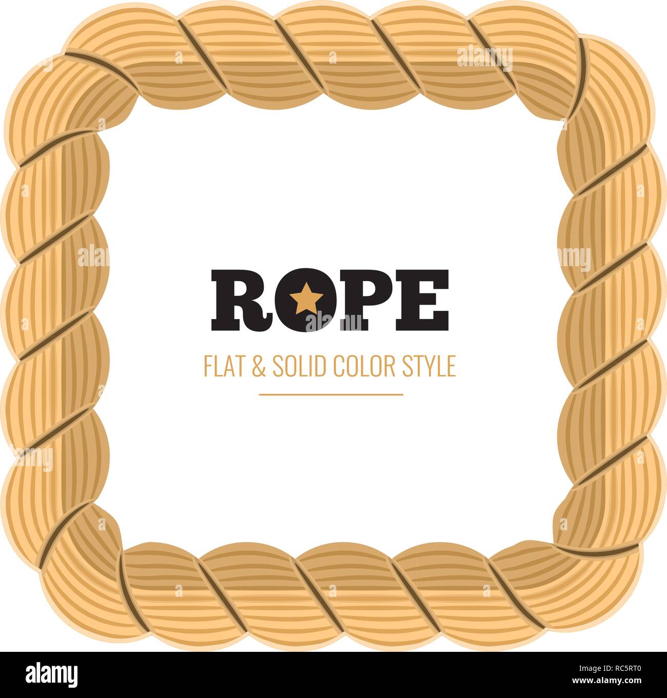 Yellow rope woven border with rope knots. Vector illustration Stock ...