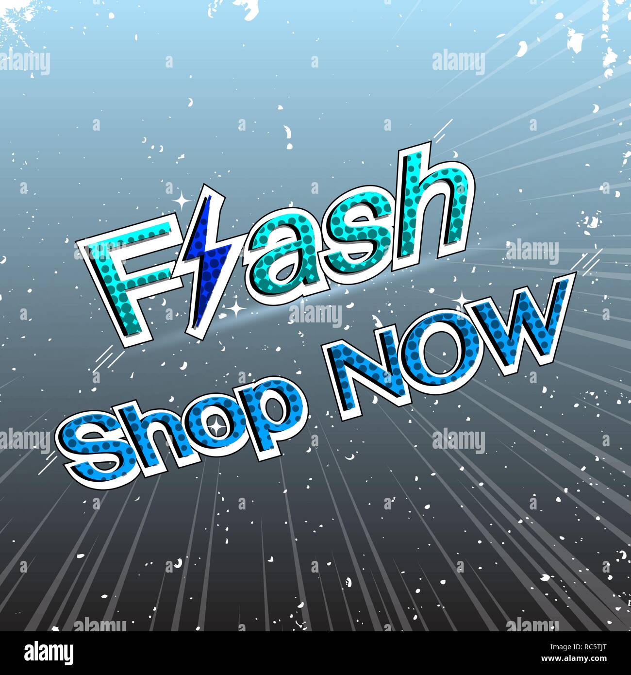 Flash shop now concept with comic text background, stock vector Stock ...