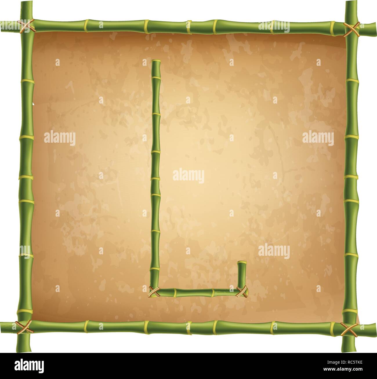 Vector bamboo alphabet. Capital letter L made of realistic green bamboo ...