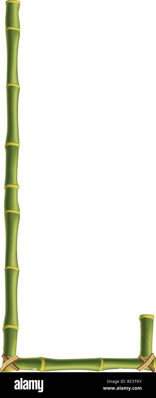 Vector bamboo alphabet. Capital letter L made of realistic green bamboo ...
